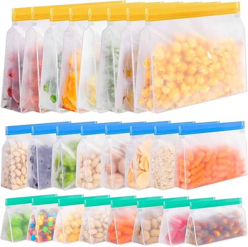 IDEATECH Gallon Freezer Bags Stand Up, Dishwasher Safe & Leakproof ...