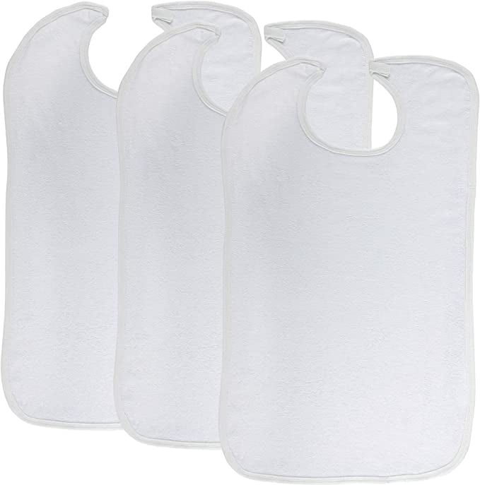 IDEAhome Terry Adult Reusable Bibs with Velcro Closure, 18" x 30 ...