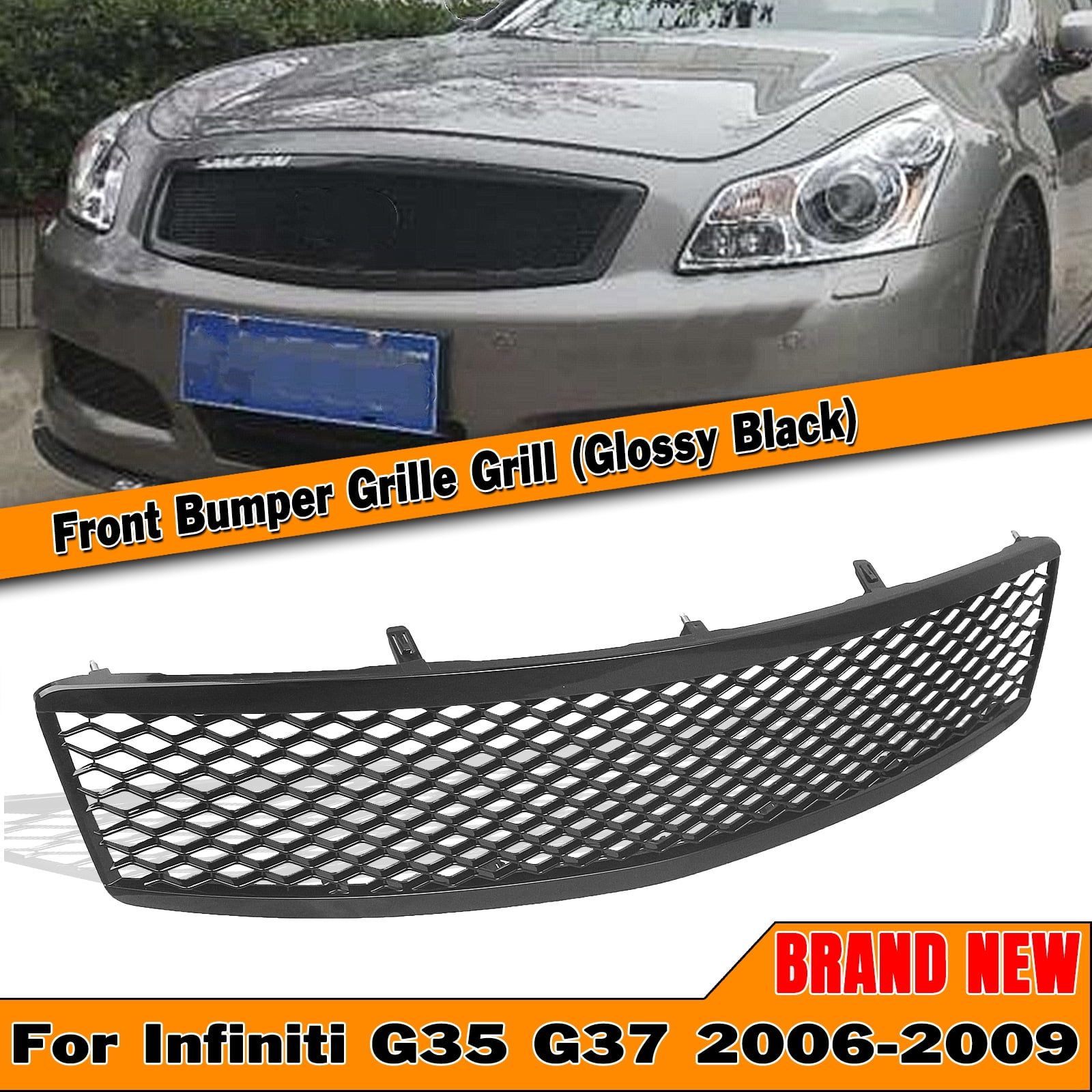 IDENUONA Front Grill Mesh for Infiniti G35 G37 2006-2009 Sedan, Gloss ...