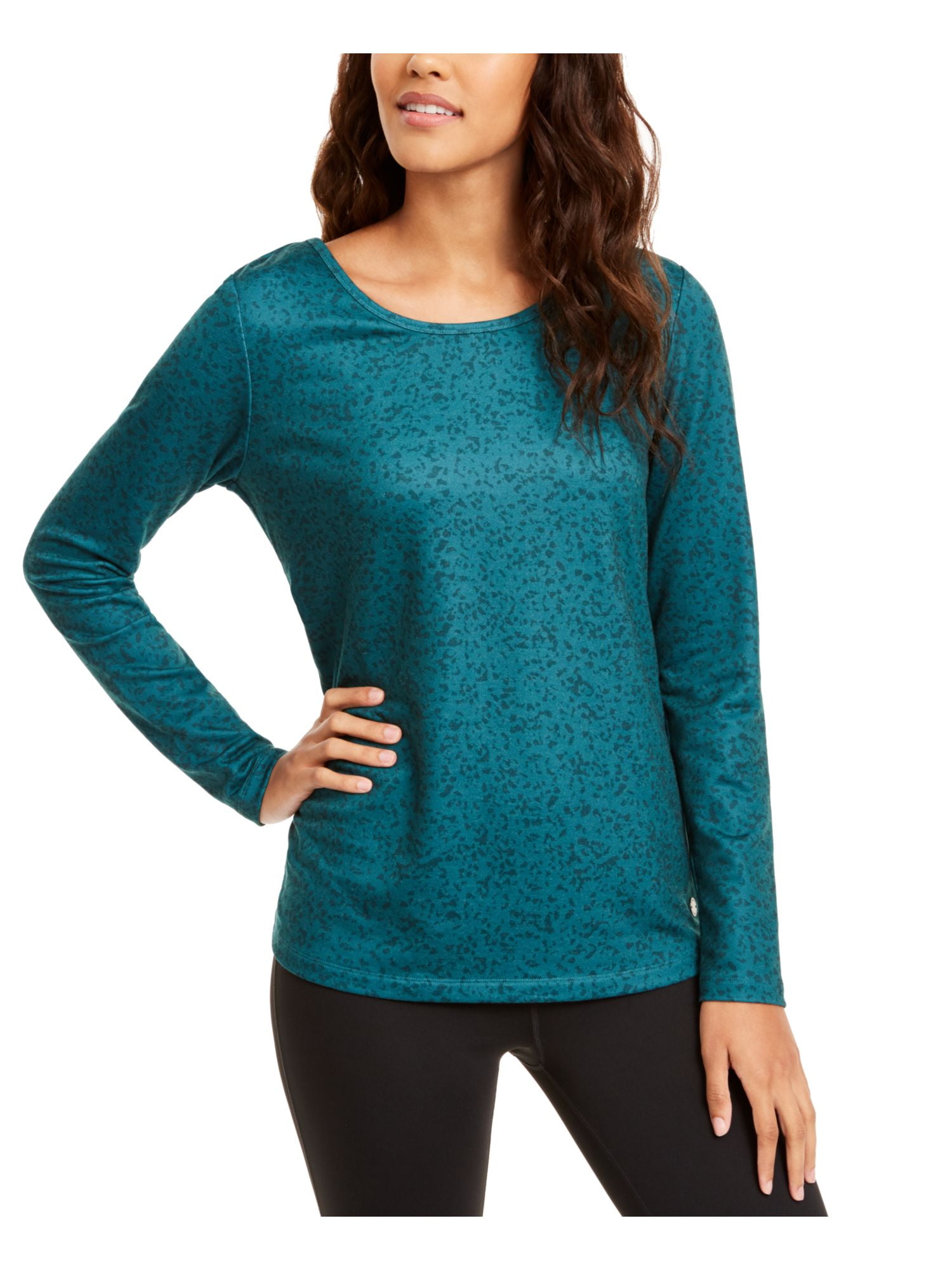 IDEOLOGY Womens Green Printed Long Sleeve Jewel Neck Top S - Walmart.com