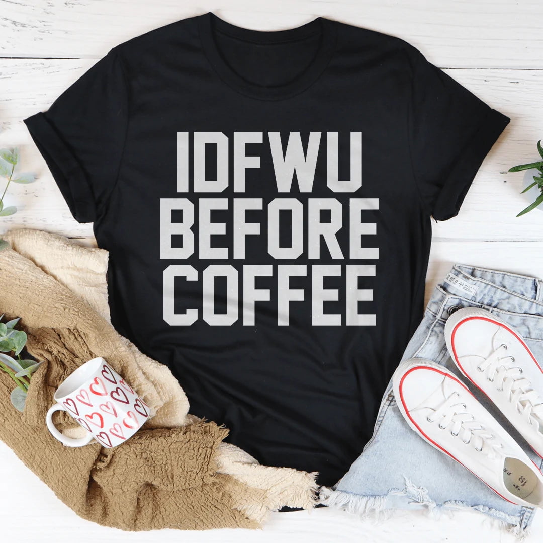 IDFWU Before Coffee Tee Athletic Heather S Peachy Sunday T-Shirt ...