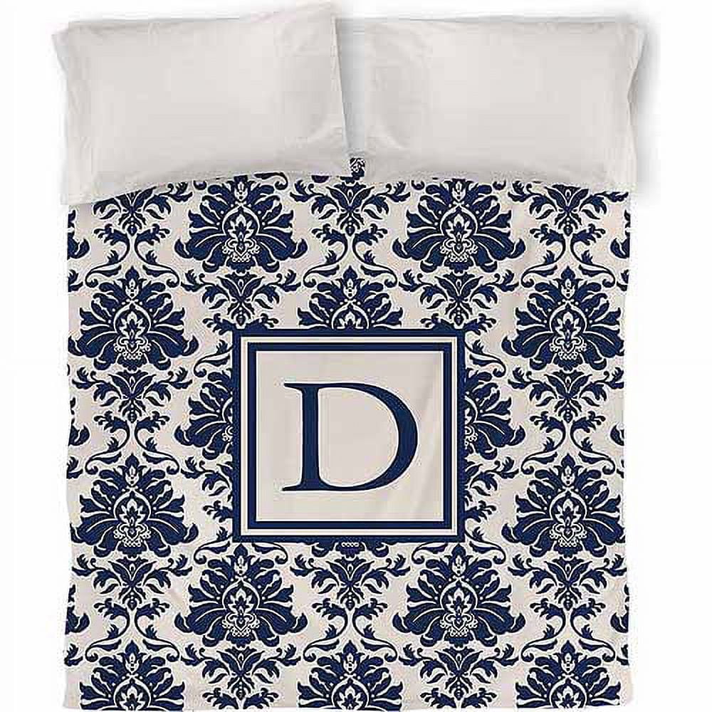 IDG Damask Monogram Duvet Cover, Blue - Walmart.com