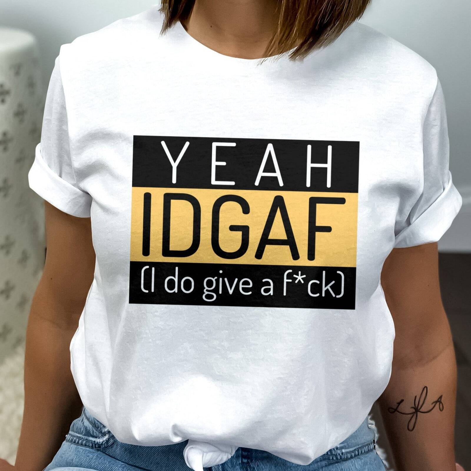 IDGAF Gym Humor Tee, Bodybuilder Joke Shirt, Workout Fun Wear, Muscle ...