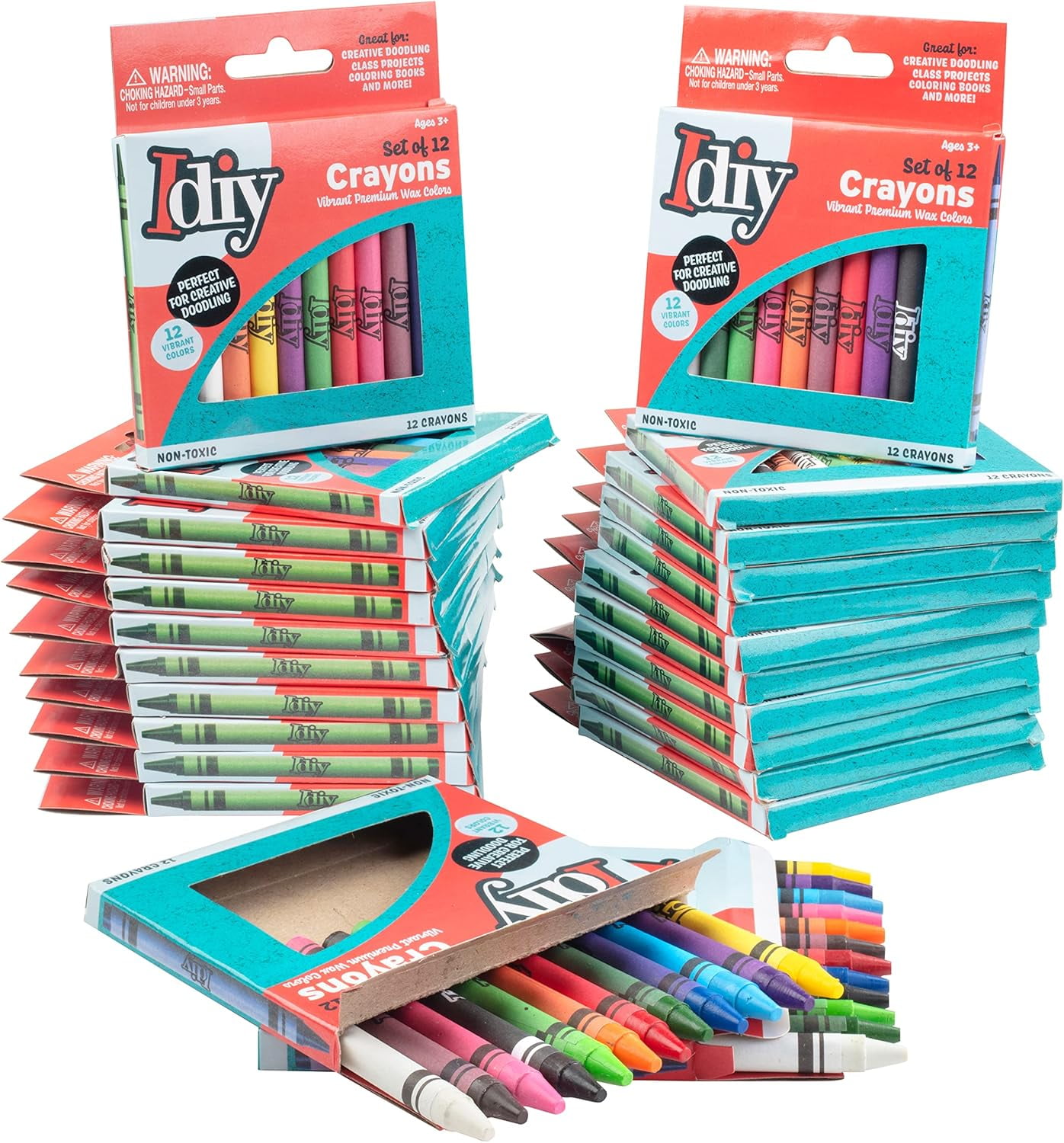 IDIY Individually Packaged Wrapped Boxes Wax Crayons (24 boxes of 12 ...