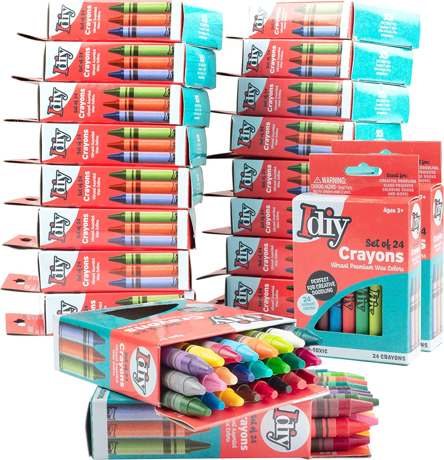 IDIY Wrapped Bulk Pack Wax Crayons (20 boxes of 24 colors, 480 pc total ...