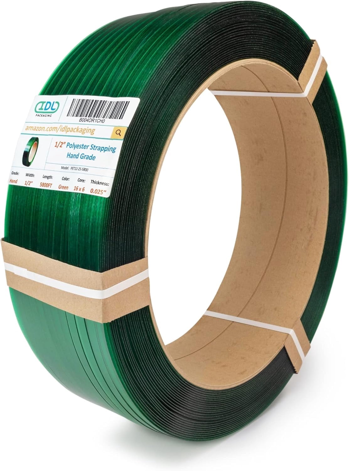 IDL Packaging 1/2" x .025" x 5800' Polyester (PET) Strapping Roll of 16 ...