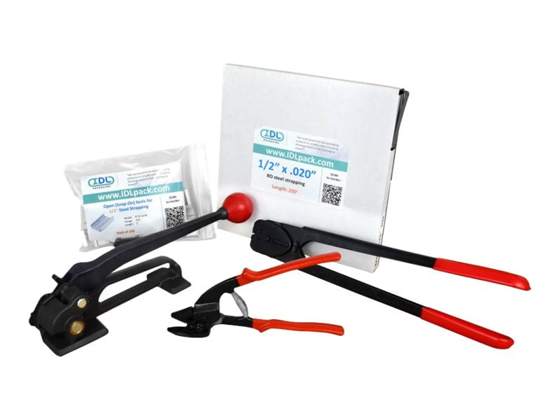 IDL Packaging 1/2" x 300 ft. Steel Strapping Kit for Round Packages, 1100 lbs. Break Strength ...