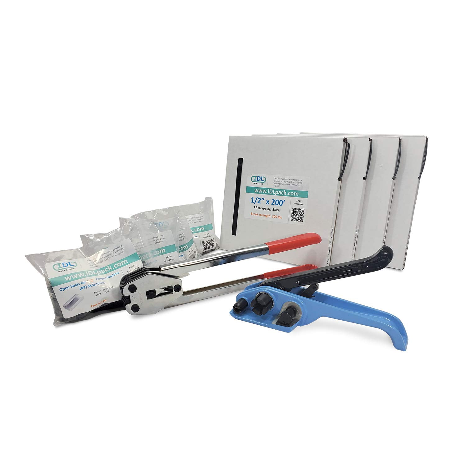 IDL Packaging 1/2" x 800' Polypropylene (PP) Portable Strapping Kit, 300 lbs Break Strength ...