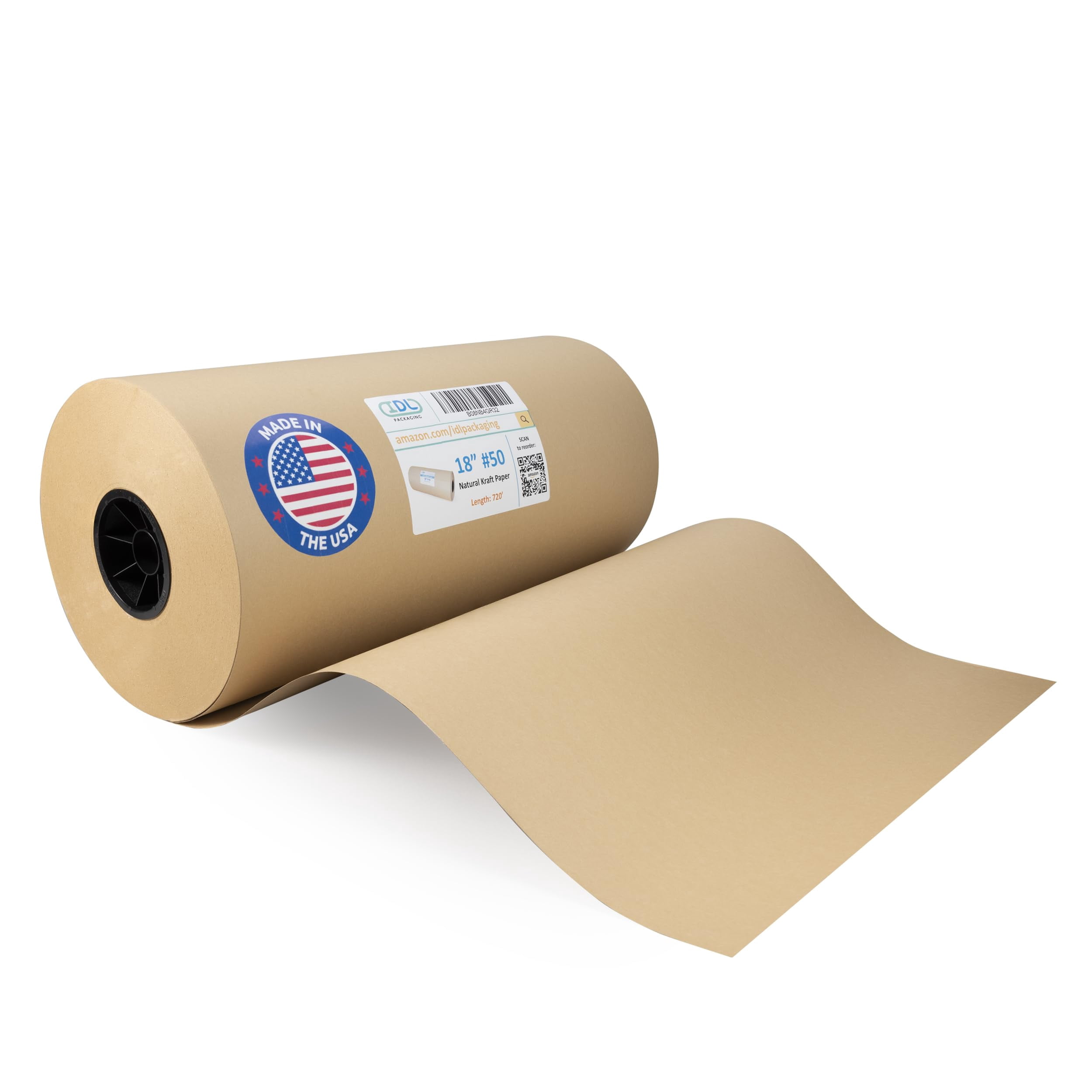 IDL Packaging 18" x JKF25 8640" (720 feet) - Kraft Paper Roll for Heavy ...