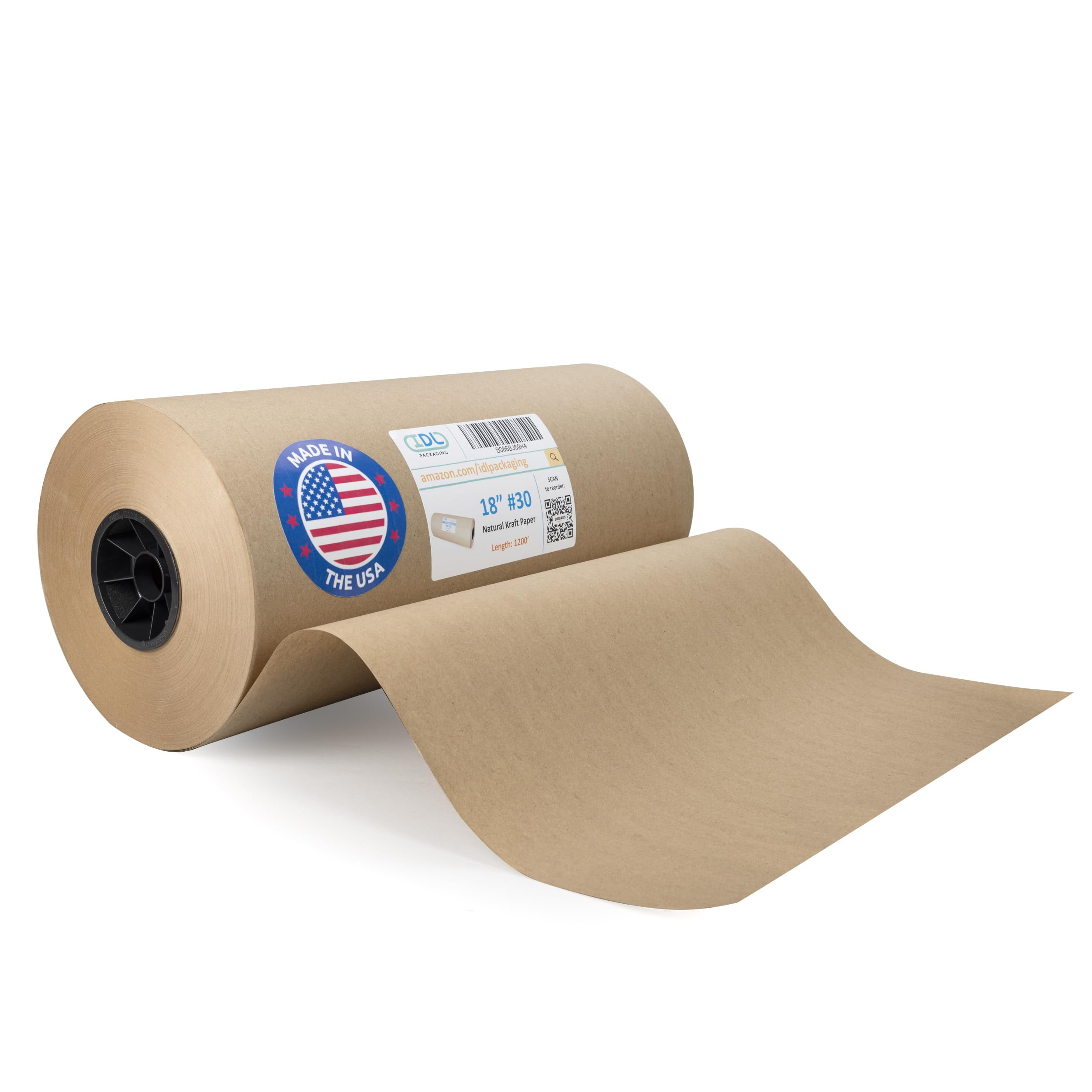 IDL Packaging 18" x TSF6 14400" (1200 ft) Large Brown Kraft Paper Roll ...