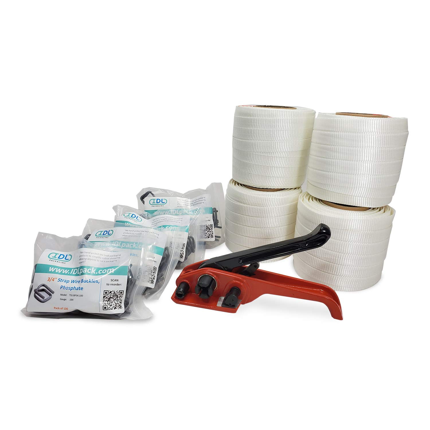 IDL Packaging 3/4" x 1000' Woven Cord Strapping Kit, 2425 lbs Break ...