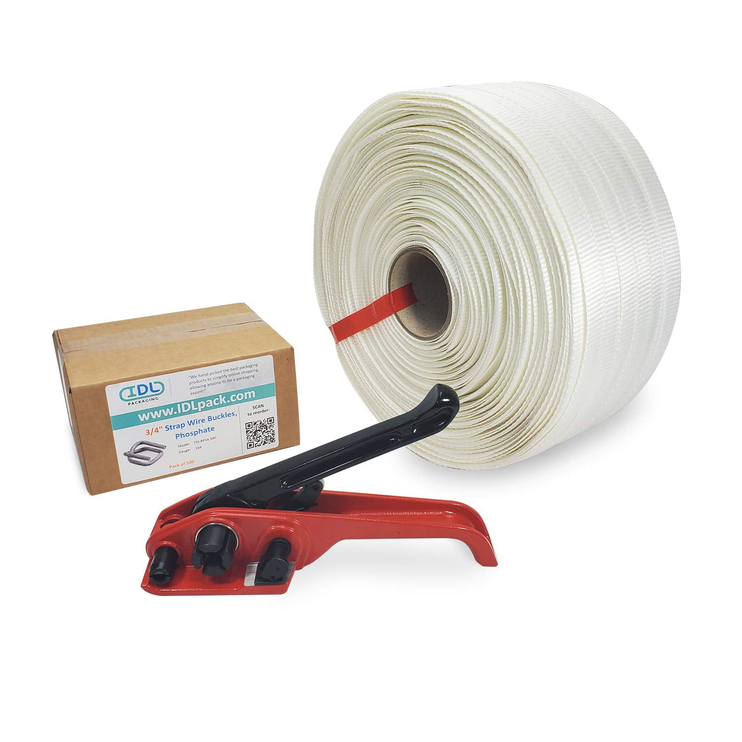 IDL Packaging 3/4" x 1640' Woven Cord Strapping Kit, 2425 lbs Break Strength - Packaging ...