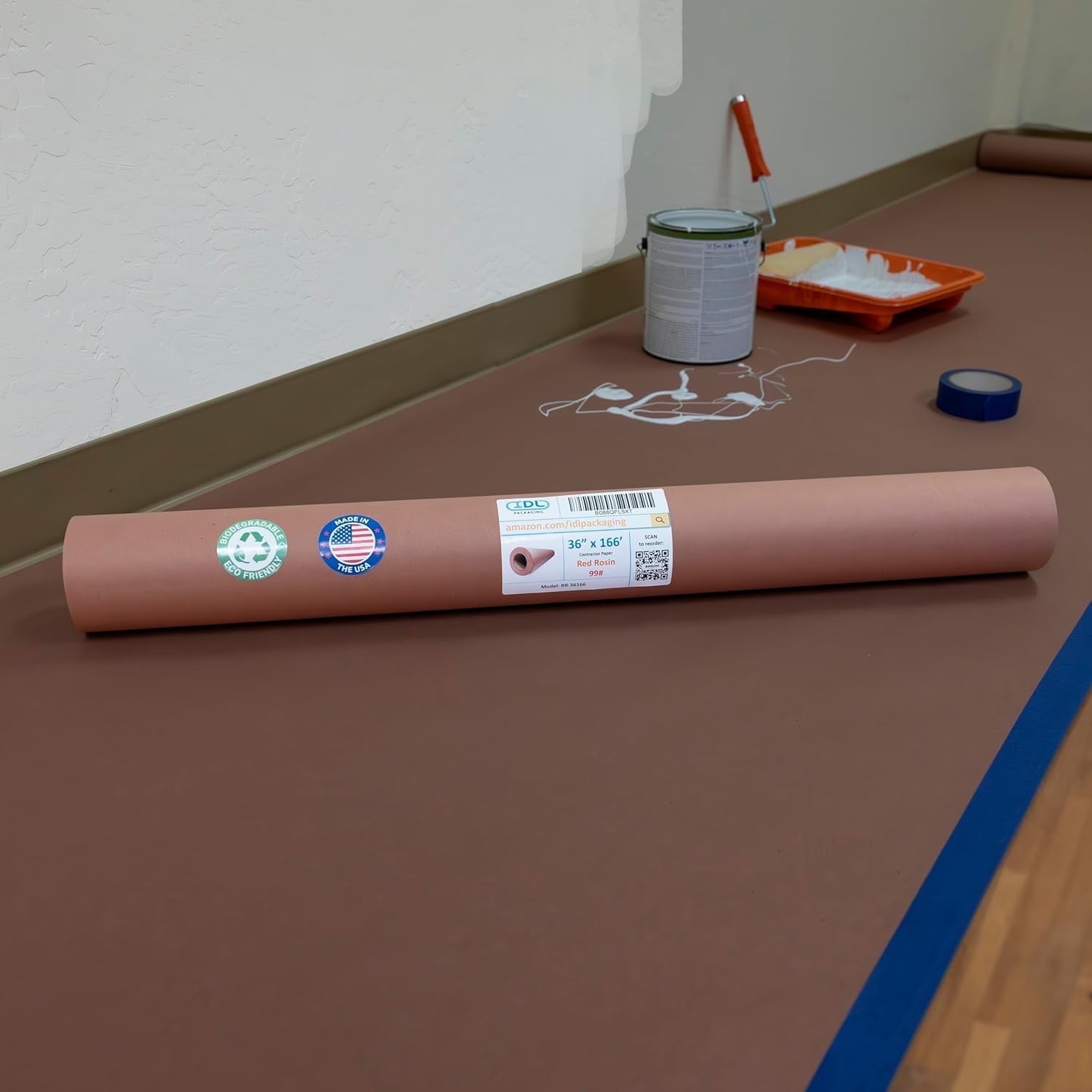 IDL Packaging 36" x 166' Red Rosin Heavy Duty 99# Contractor Painters ...