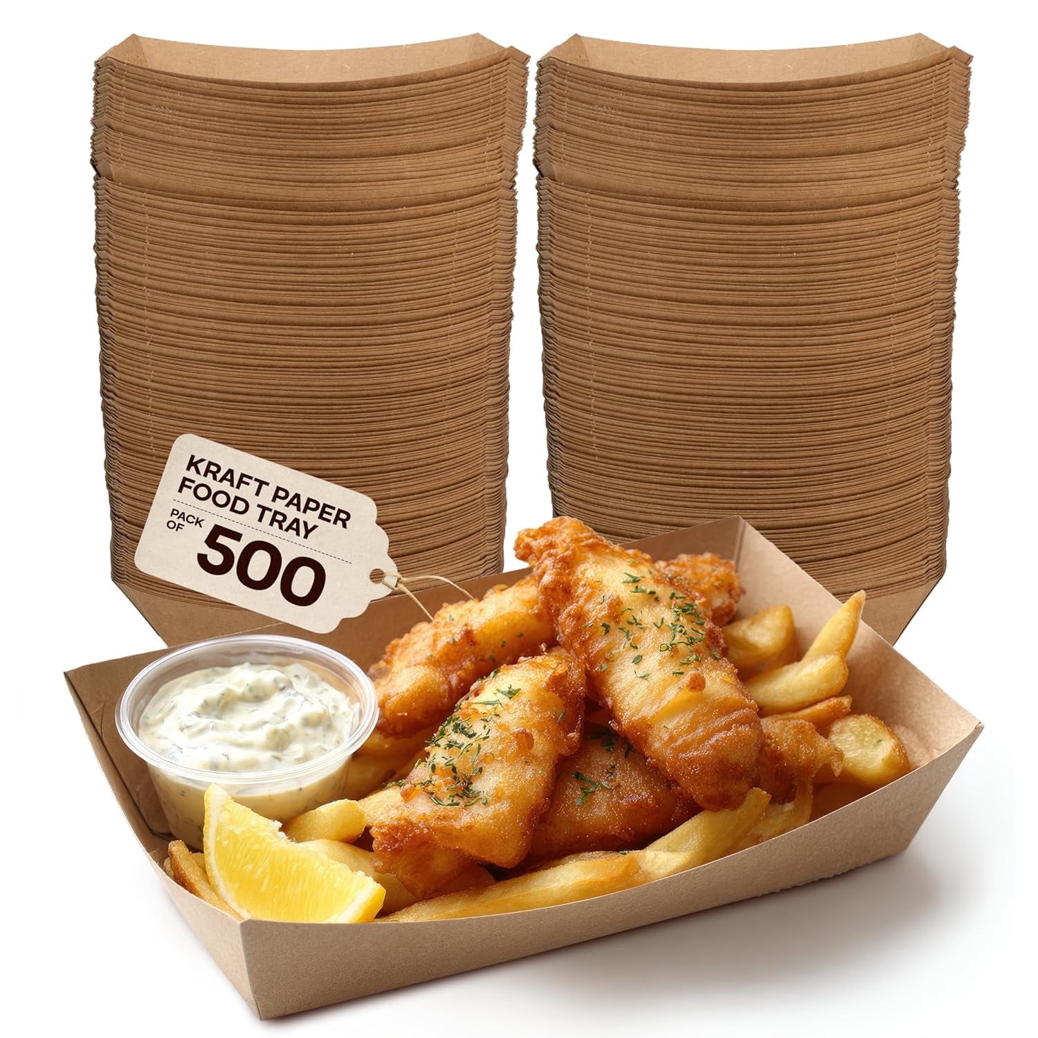 IDL Packaging 6.5" x 4.5" x 1.5" Kraft Paper Food Trays (Pack of 500 ...