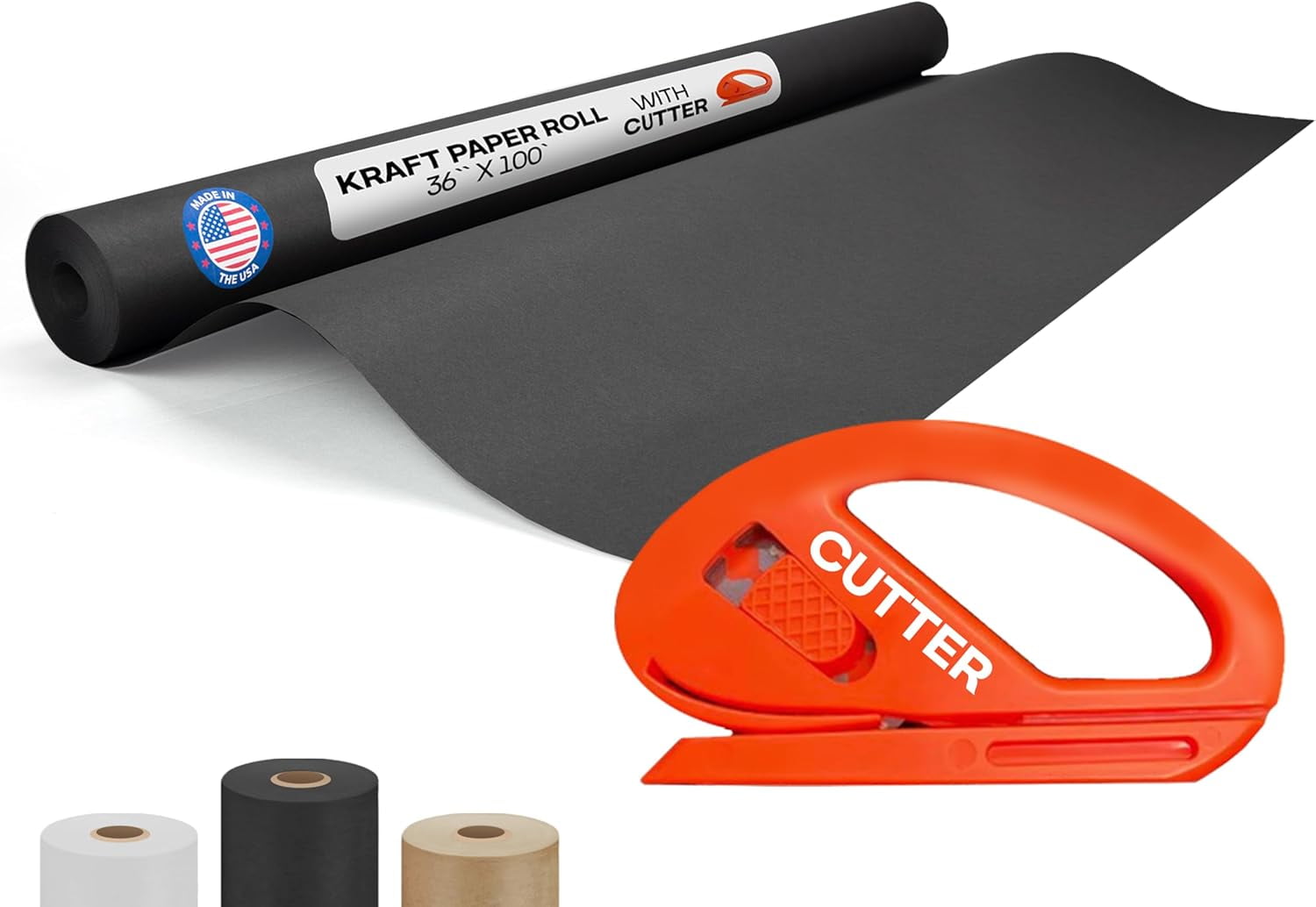 IDL Packaging Black Kraft Paper Roll 36" x 1200" (100 feet) with Cutter ...