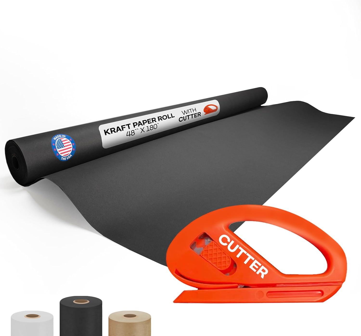 IDL Packaging Black Paper Roll 48" x 2160" (180 feet) with Cutter ...