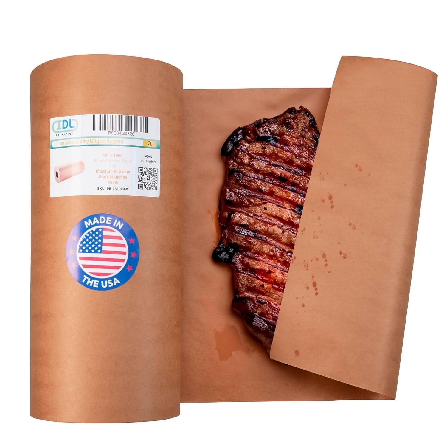 IDL Packaging Peach Butcher Paper 18" x 12000" (1000 feet) - Natural ...