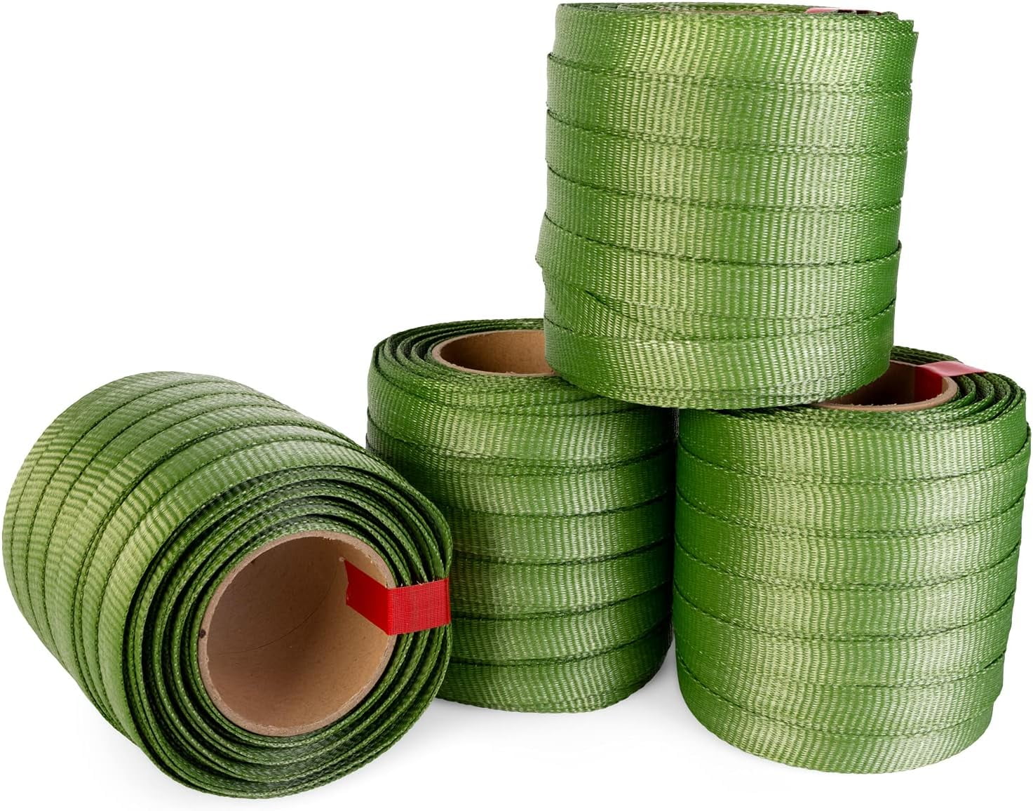 IDL Packaging Tree Tie 3/4" x 250' Green Heavy Duty 1800 lbs Break Strength Tree Tie Flat Rope ...