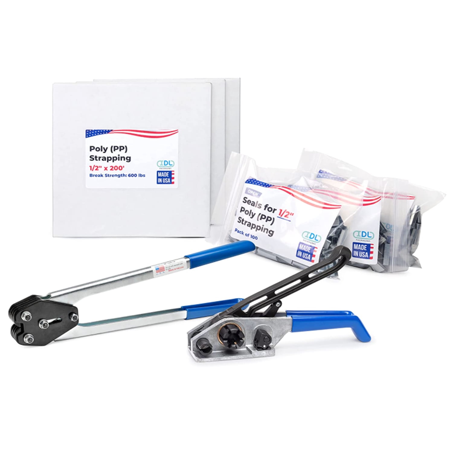 IDL Packaging USA Made 1/2" x 600' Polypropylene (PP) Strapping Kit ...