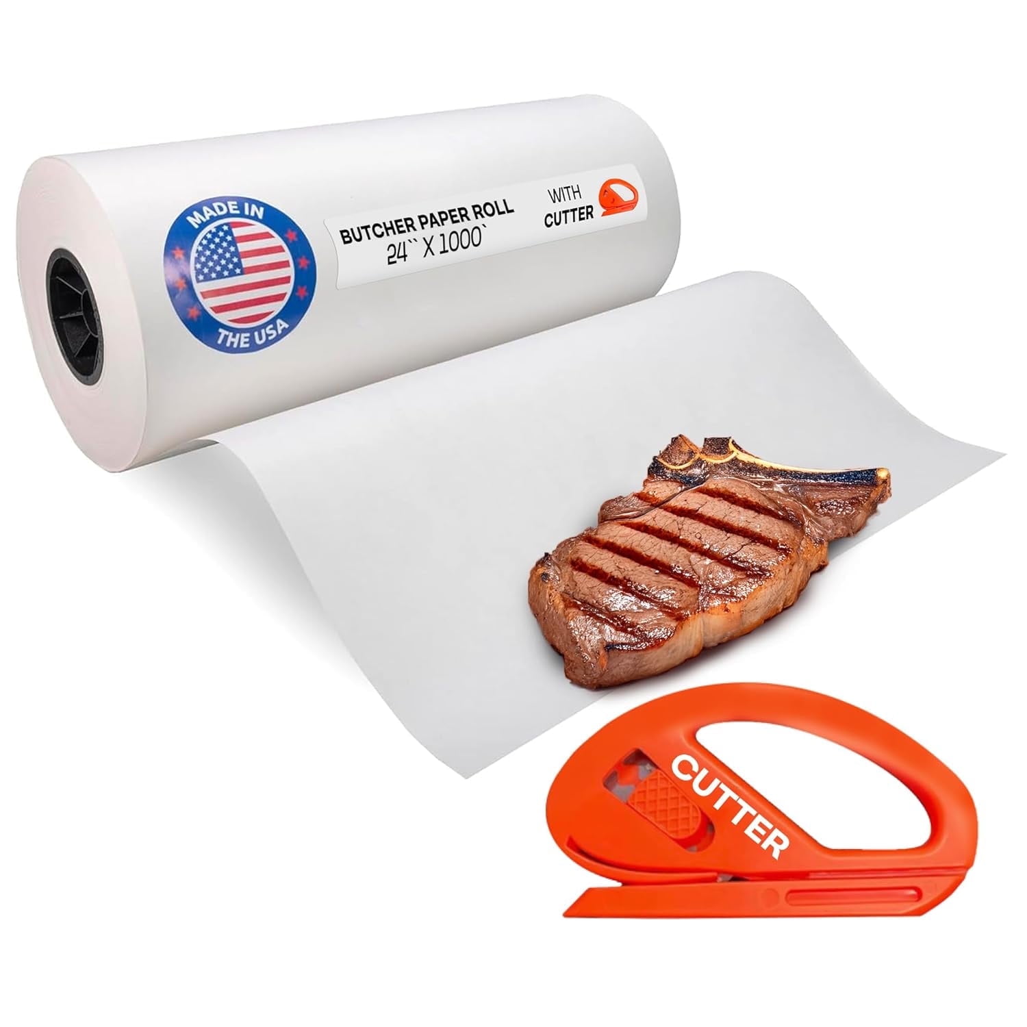 IDL Packaging White Butcher Paper 24" x 12000" (1000 feet) with Cutter ...