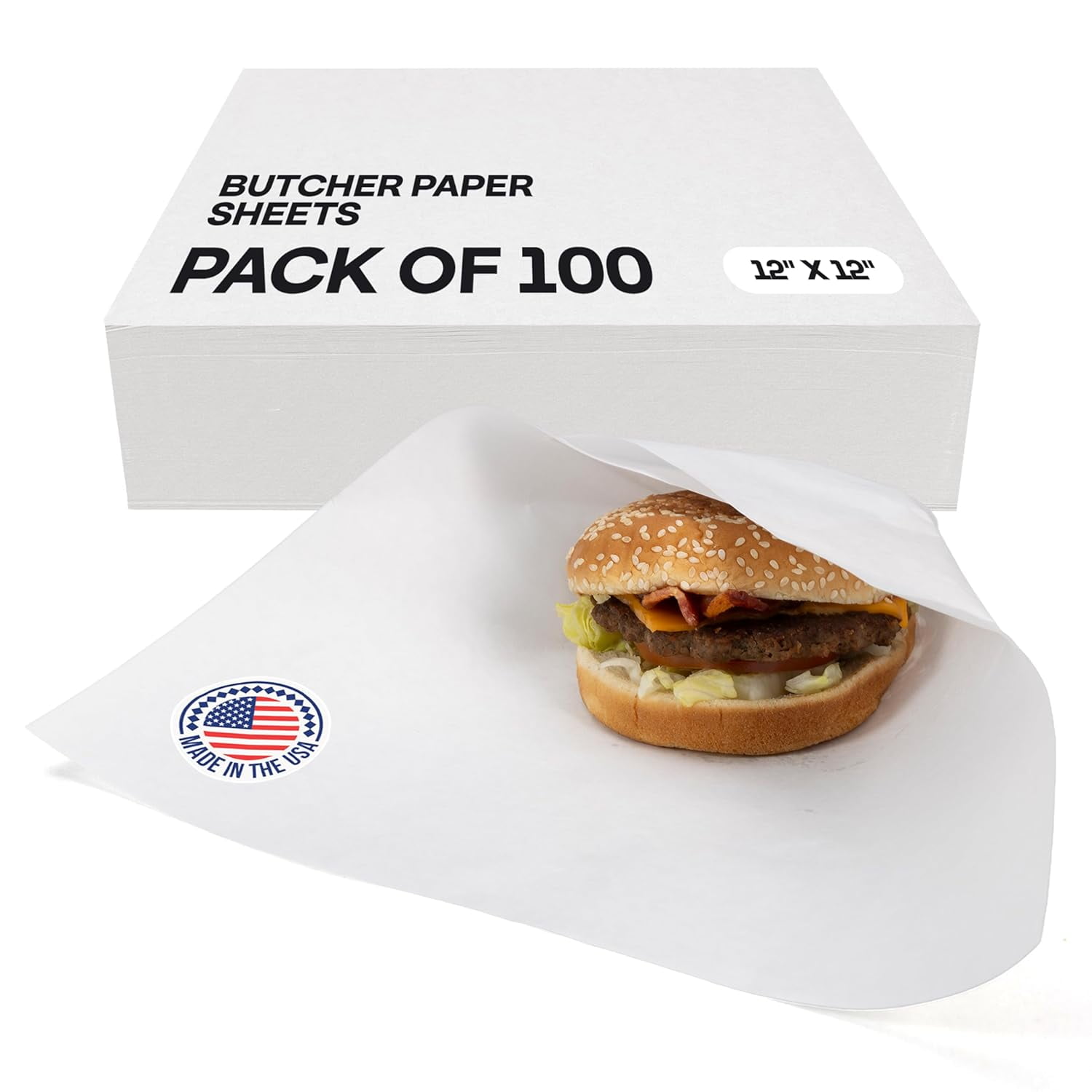 IDL Packaging White Butcher Paper Sheets 12" x 12", Pack of 100 - USA ...