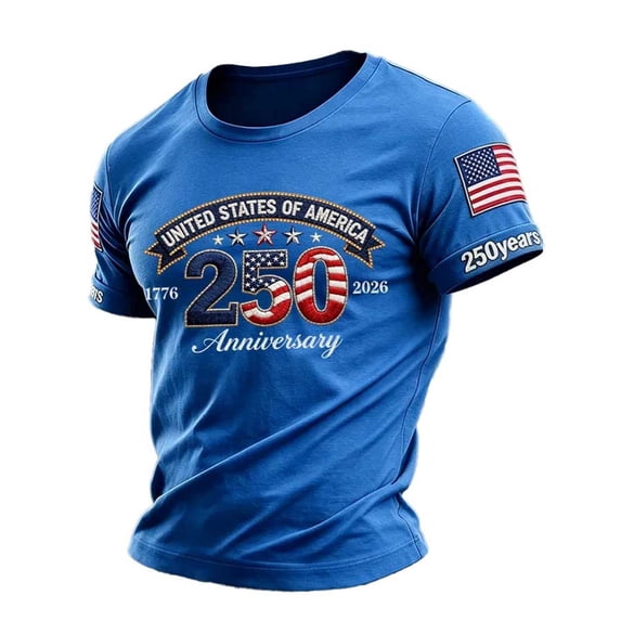 IDOCLOTHES 250 Anniversary USA Shirt Men Summer Casual Short Sleeve 4th ...