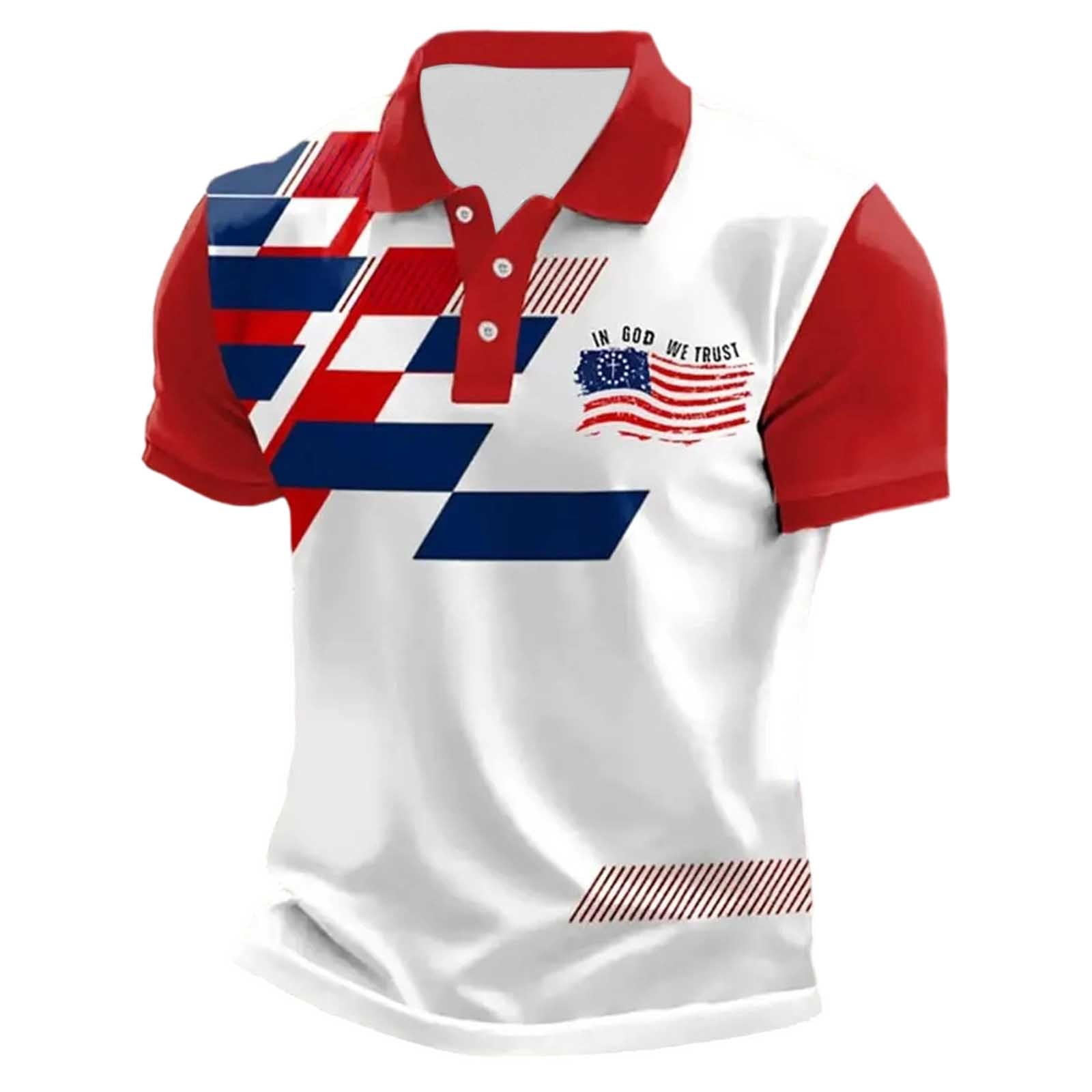 IDOCLOTHES Mens 4th of July Polo Shirts Big and Tall Graphic Patriotic ...