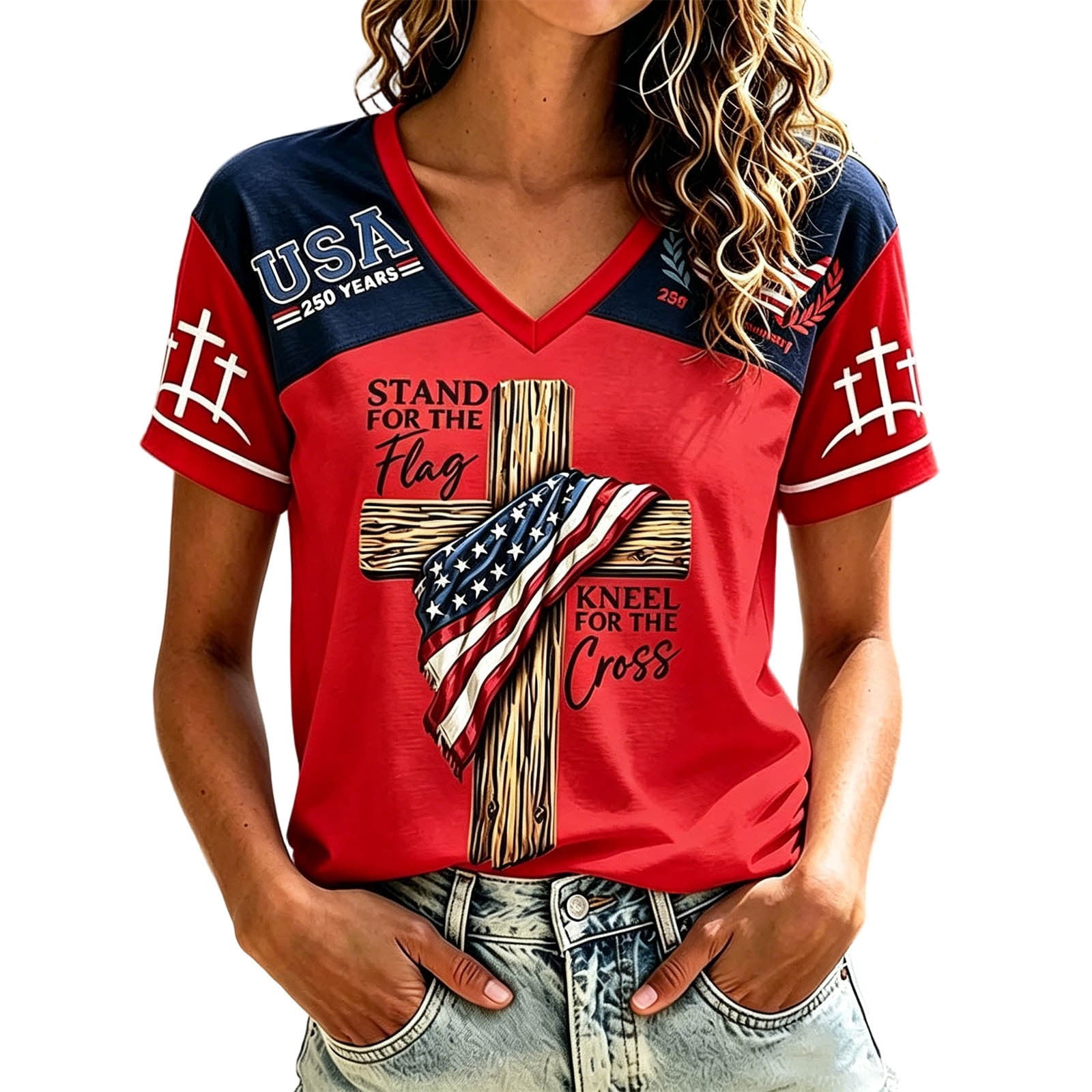 IDOCLOTHES Patriotic Shirts for Women 250th Anniversary USA Shirt V ...