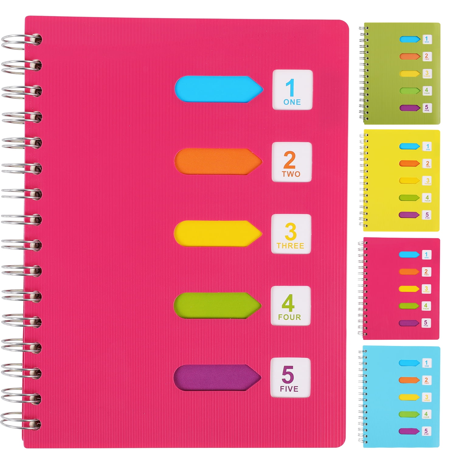 IDOMIK A5 Hardcover 5-Subject Spiral Notebook with Colored Dividers for ...
