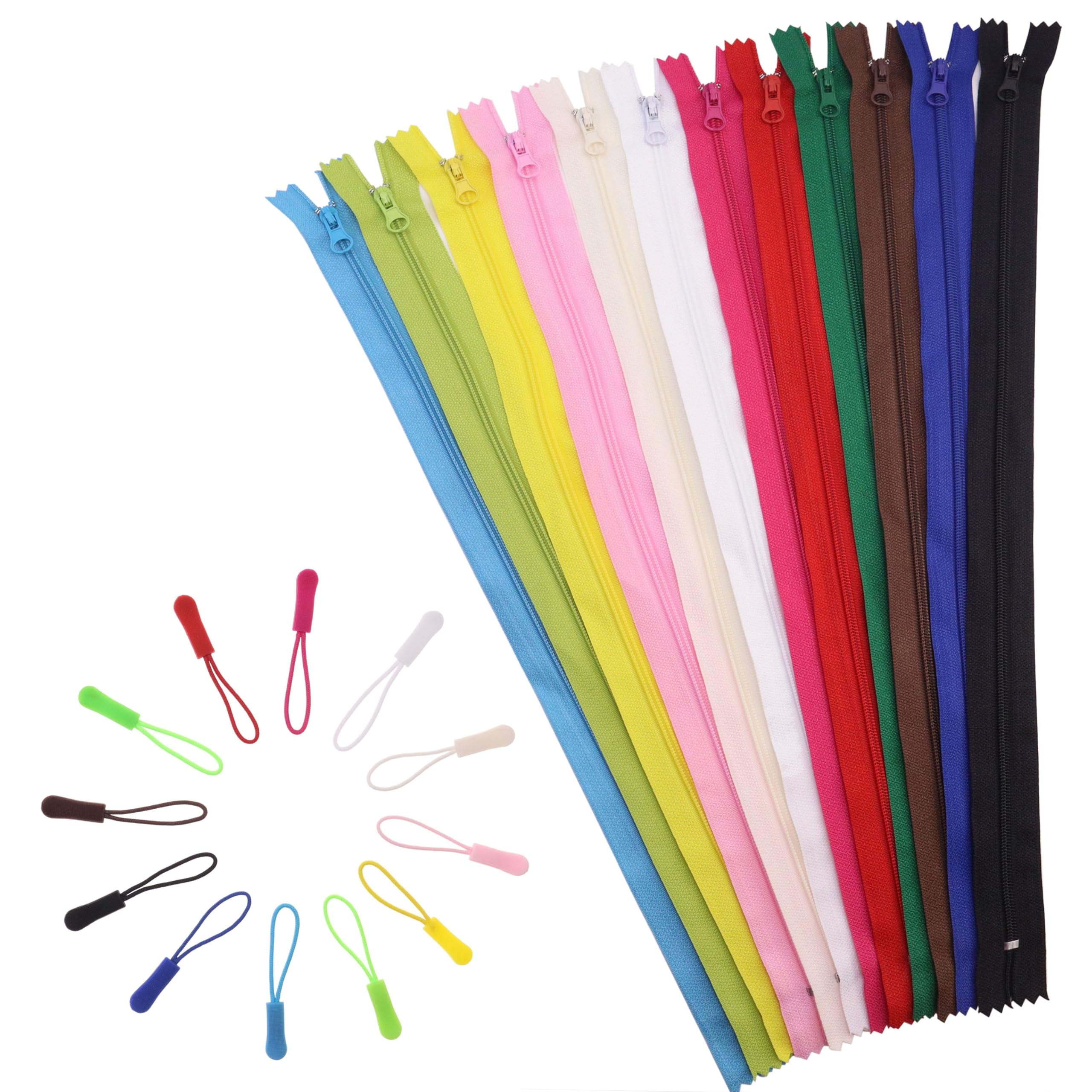 IDONGCAI Nylon Coil Zipper 14 Inch, 12 Pcs Mixed Color Zipper & Pull ...