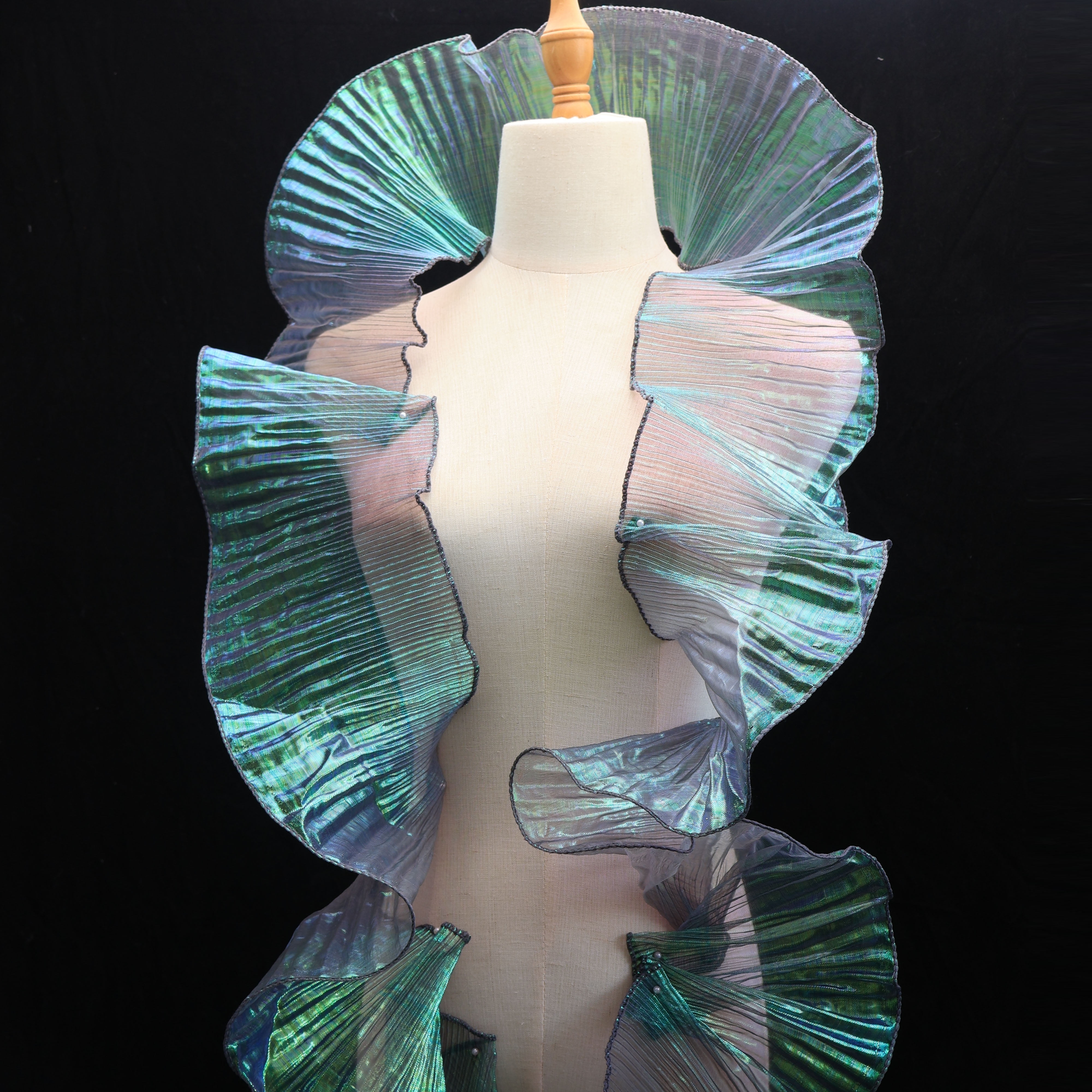 IDONGCAI Ruffle Pleated Chiffon Trim Iridescent Fabric Ribbon Organza ...