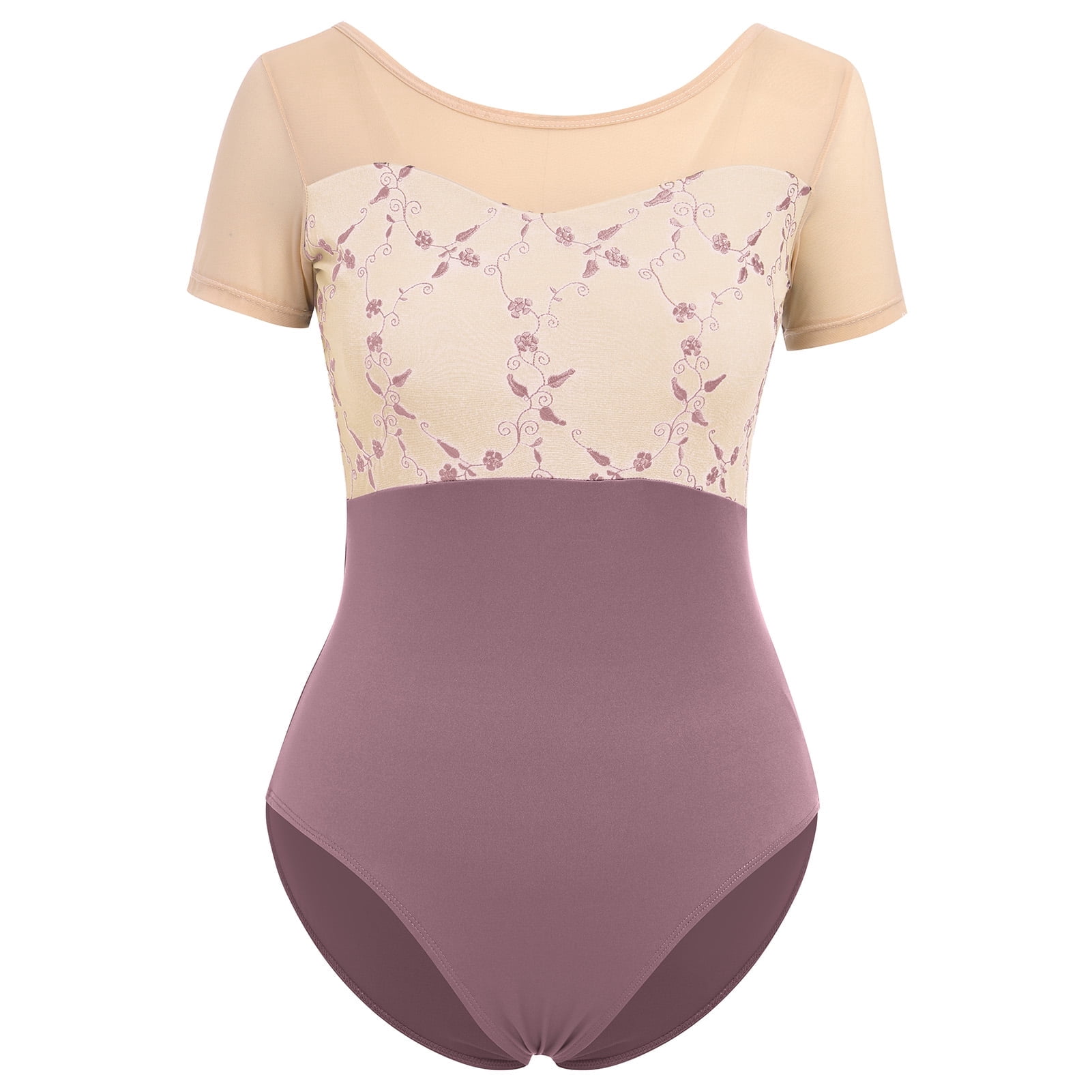IDOPIP Ballet Leotard for Women Floral Mesh Dance Leotard Backless ...