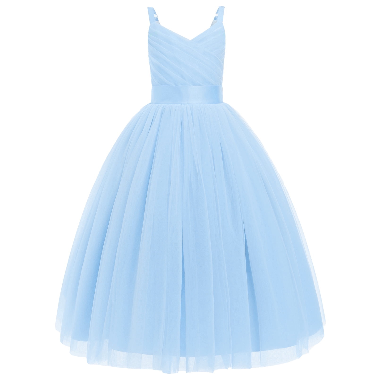 IDOPIP Flower Girl Dresses for Wedding Spaghetti Strap Tulle Princess ...