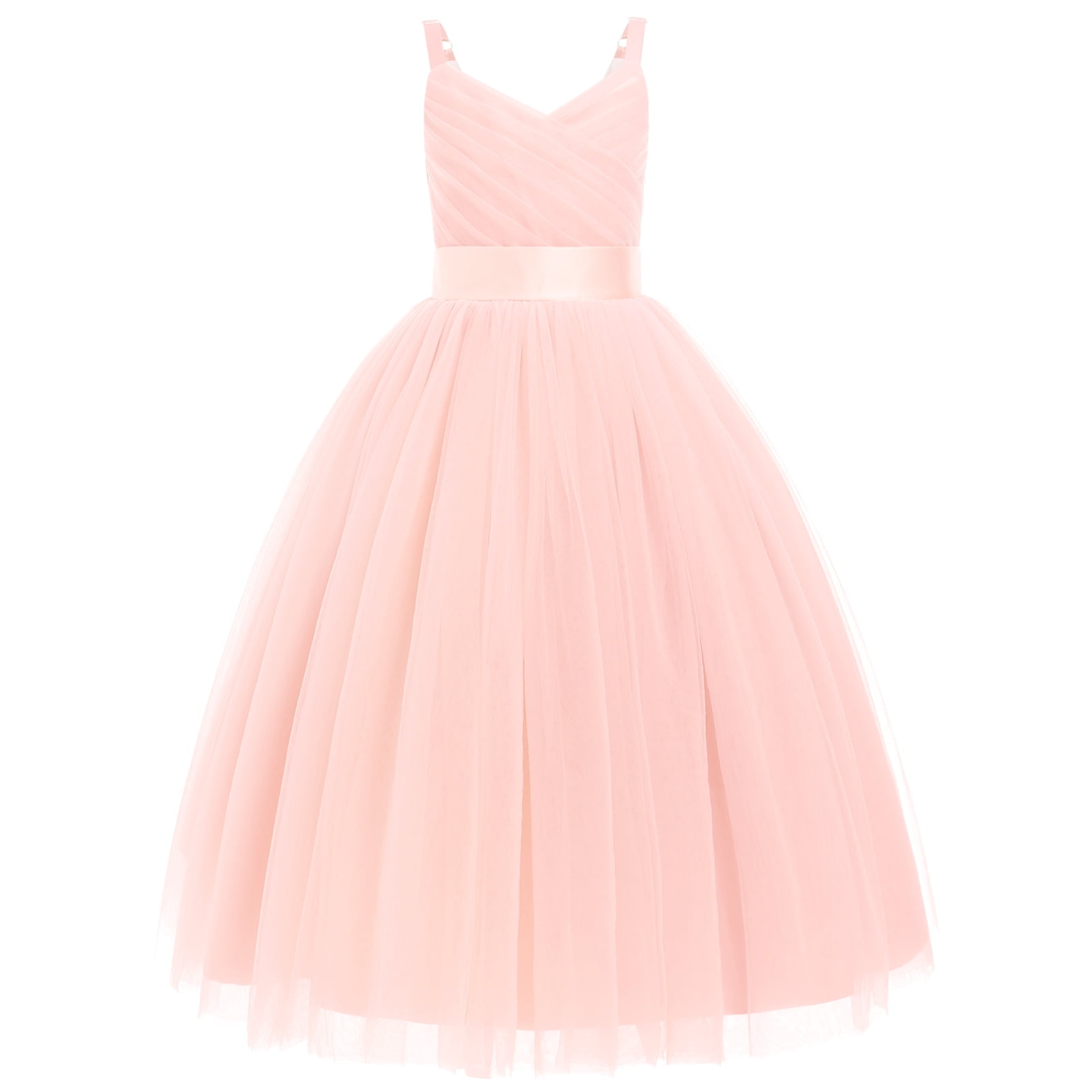 IDOPIP Flower Girl Dresses for Wedding Spaghetti Strap Tulle Princess ...