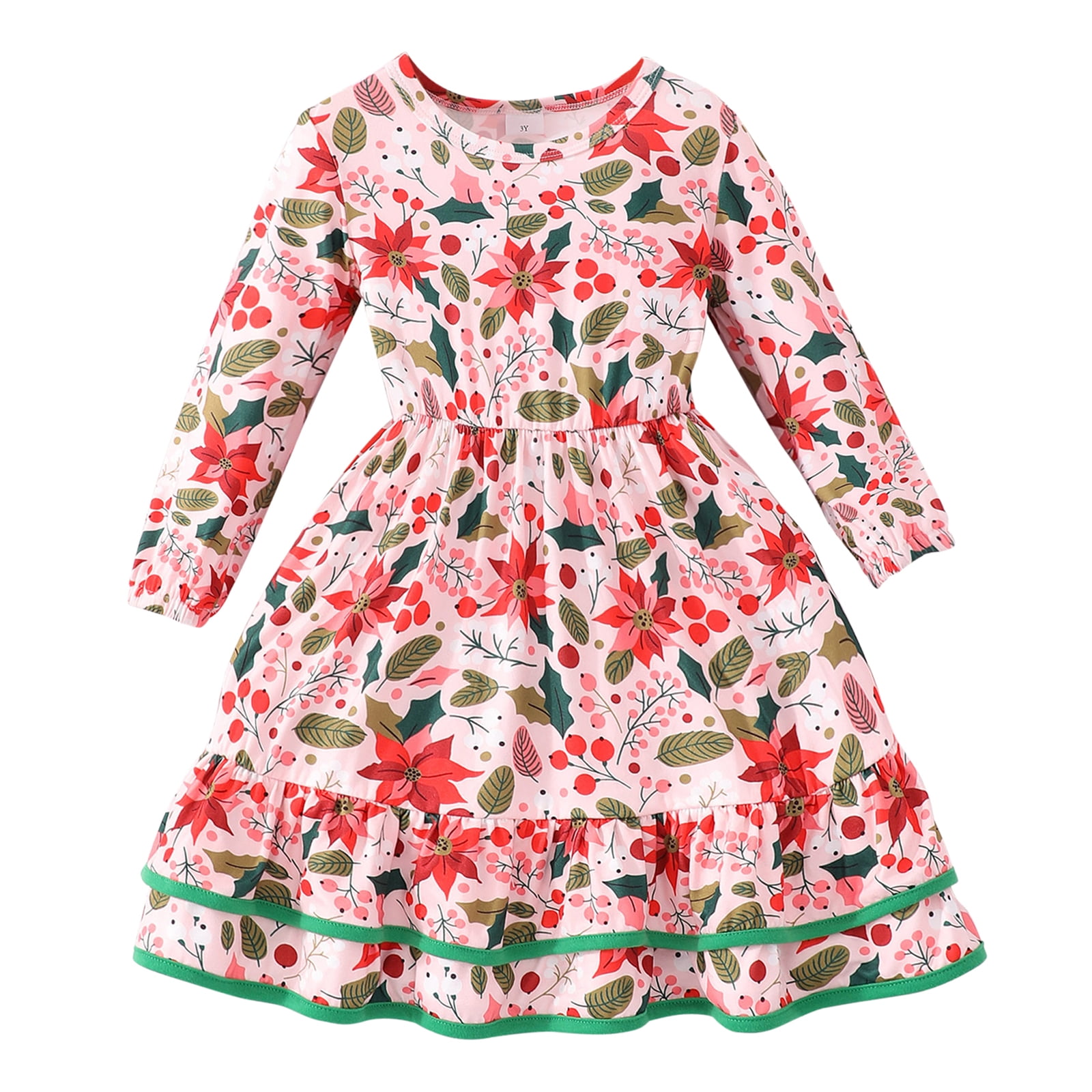 IDOPIP Girls Fall Long Sleeve Dress Floral Ruffle Dress Off Shoulder ...