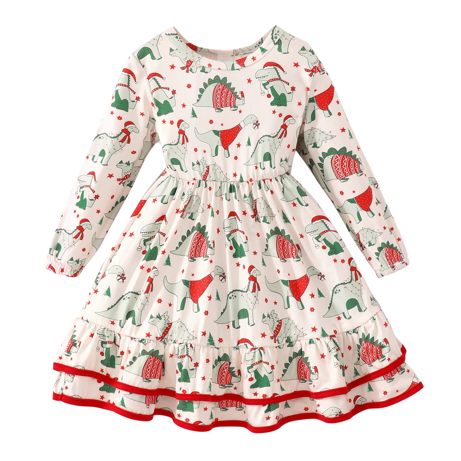 IDOPIP Girls Fall Long Sleeve Dress Floral Ruffle Dress Off Shoulder ...
