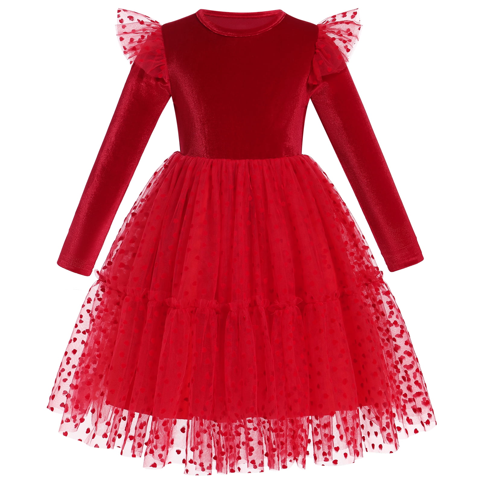 IDOPIP Toddler Girls Velvet Tutu Dress Sparkle Star Sequins Tulle Christmas Party Fall Winter ...