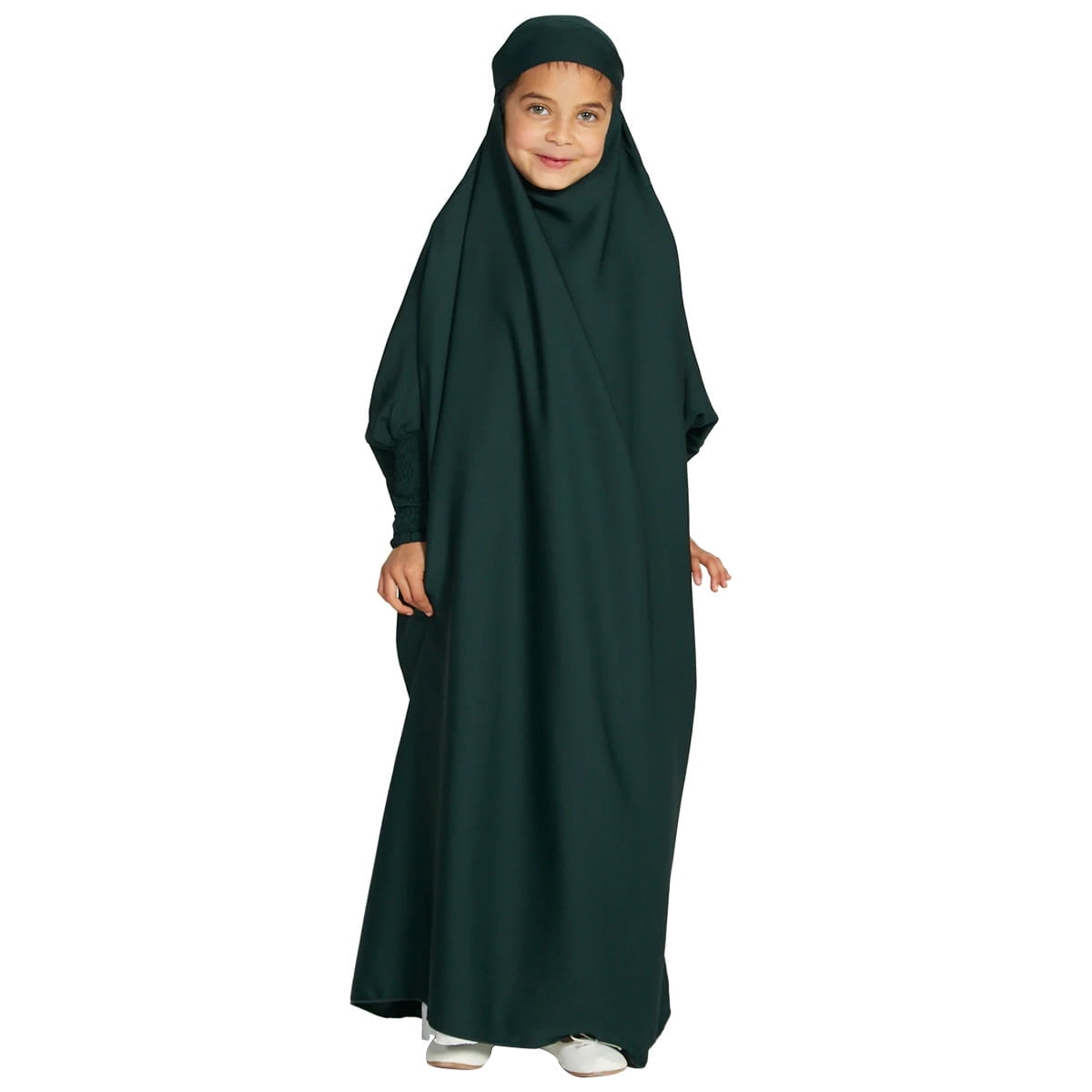 IDOPIP Kids Girls Muslim Abaya Prayer Clothes Long Sleeve Full Cover ...