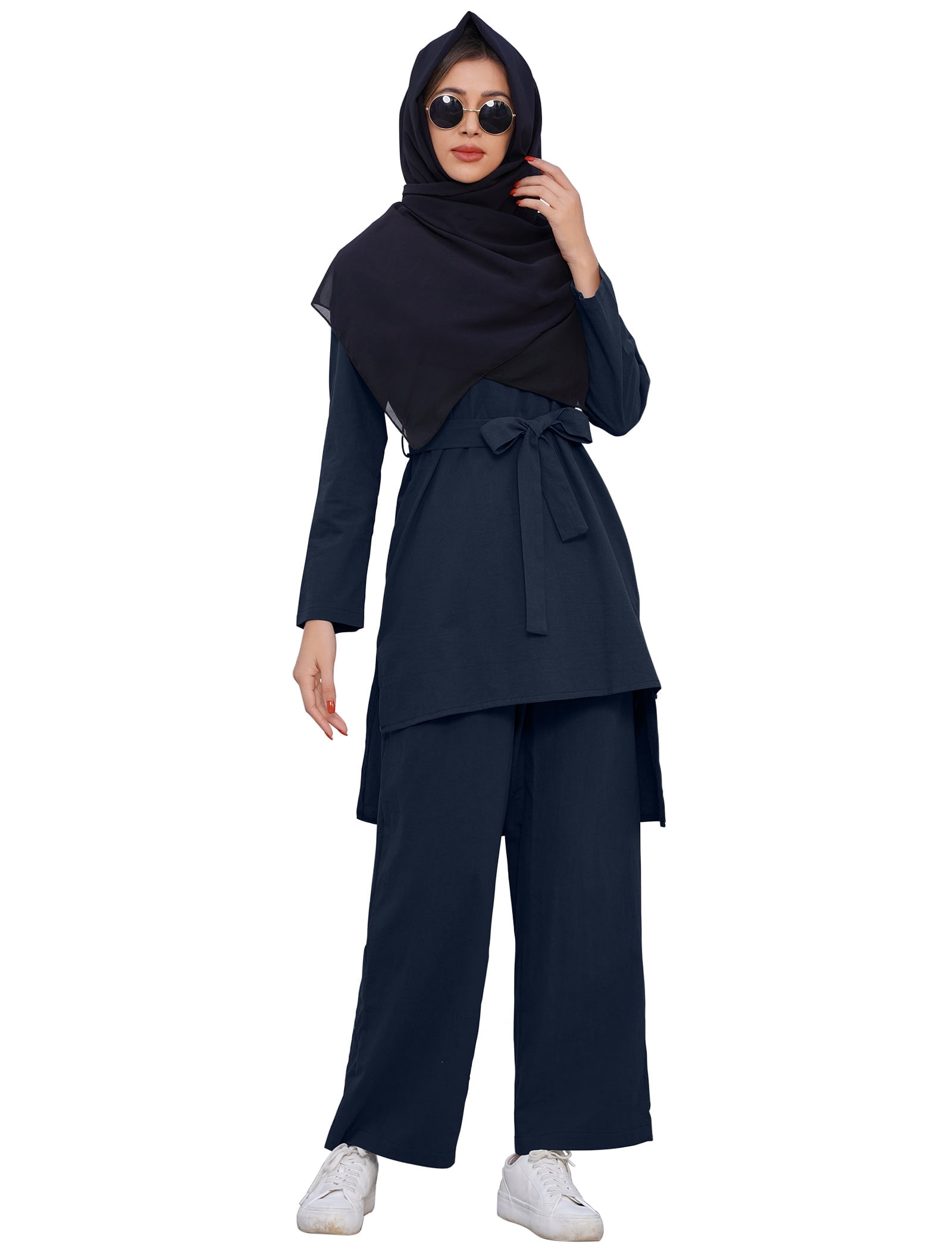 IDOPIP Muslim Abaya Dress for Women Long Sleeve Maxi Modest Dresses ...