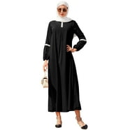 jsaierl Womens Muslim Open Front Chiffon Maxi Cardigan Abaya Robe Kaftan Loose Dress Head Wrap ...