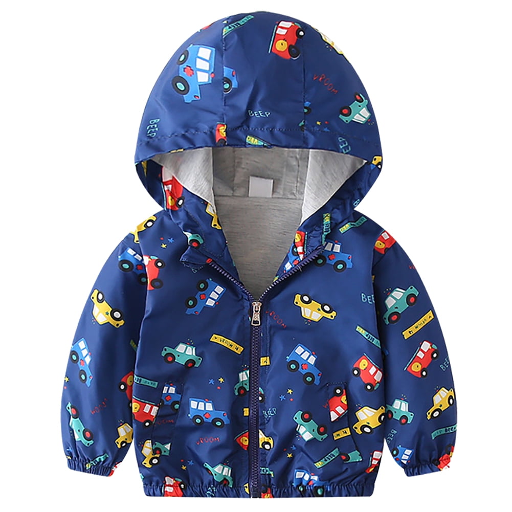 IDOPIP Toddler Baby Boys Girls Hooded Jacket Windbreaker Dinosaur Print ...
