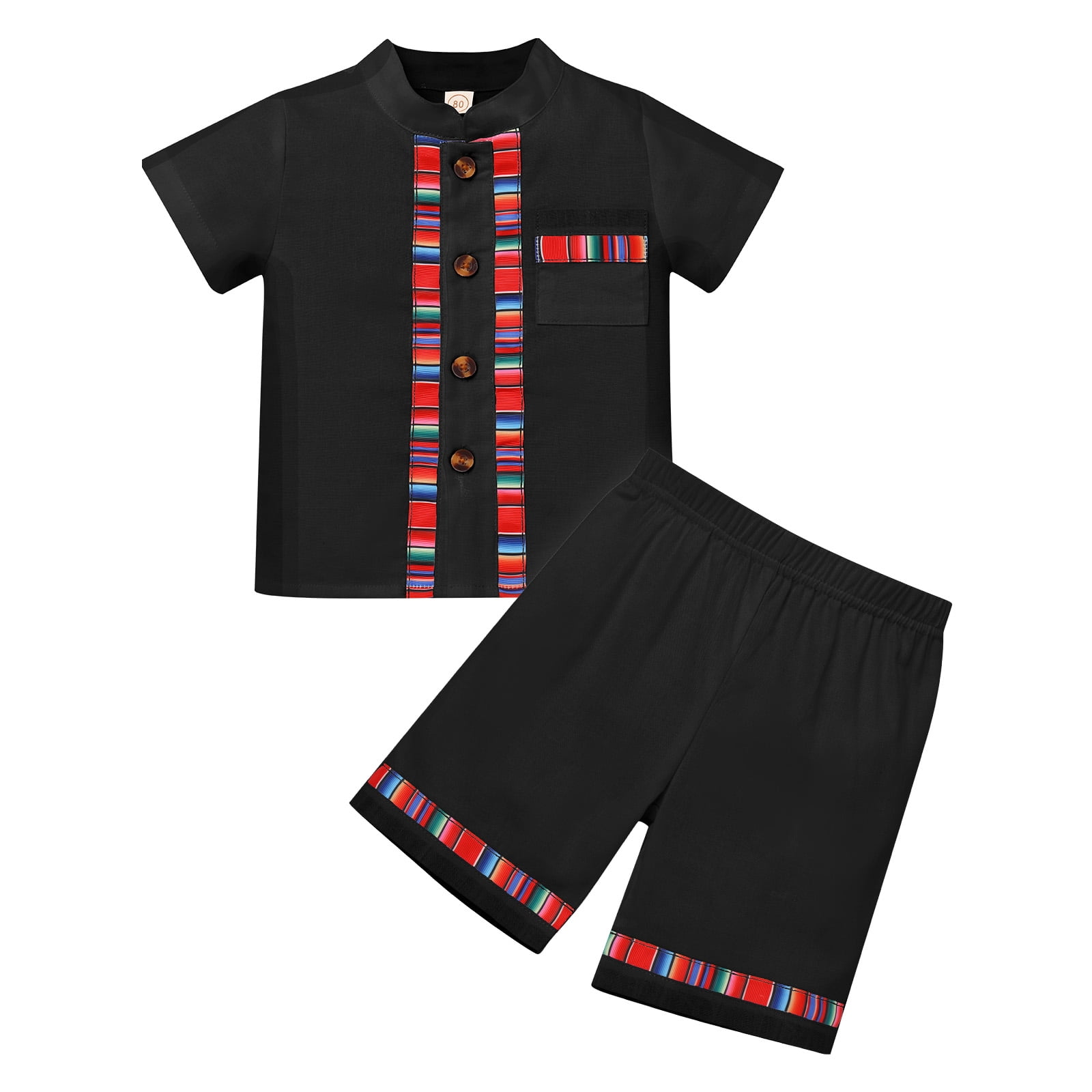 IDOPIP Toddler Baby Boys Mexican Outfits Short Sleeve Button Up Shirt ...