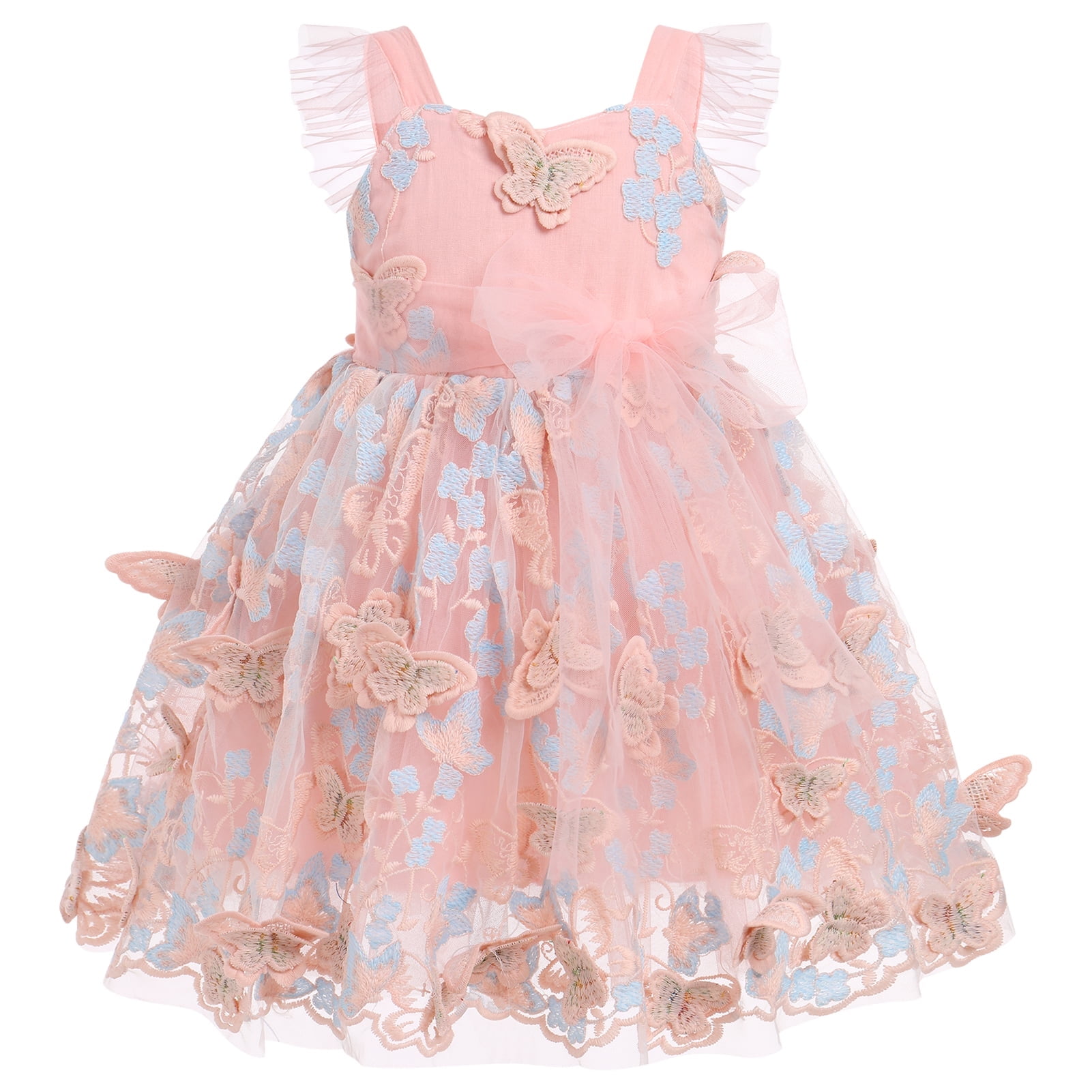 IDOPIP Toddler Baby Girl Butterfly Dress Butterflies Embroidery Formal ...