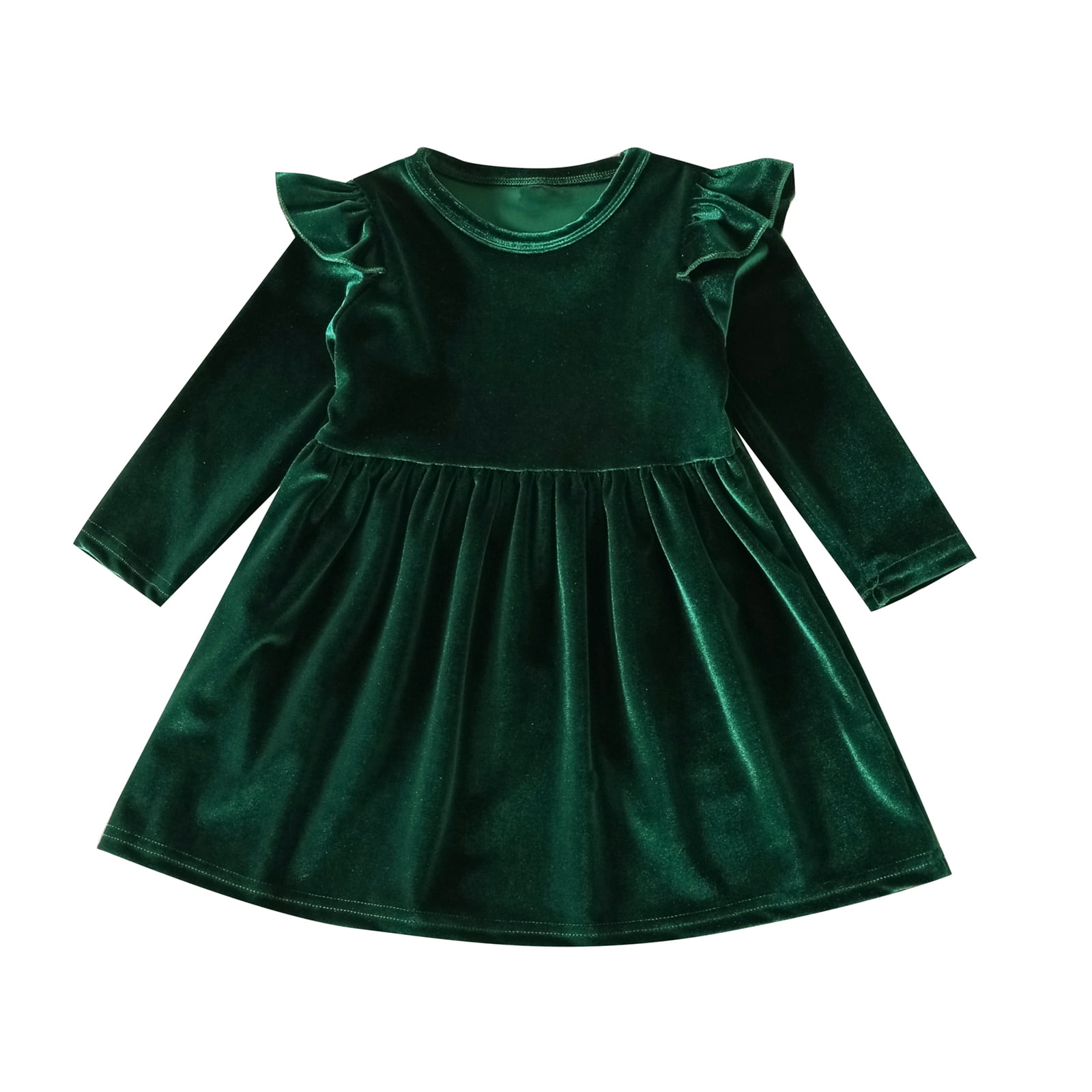 IDOPIP Toddler Baby Girls Velvet Tutu Dress Ruffle Long Sleeve Princess ...