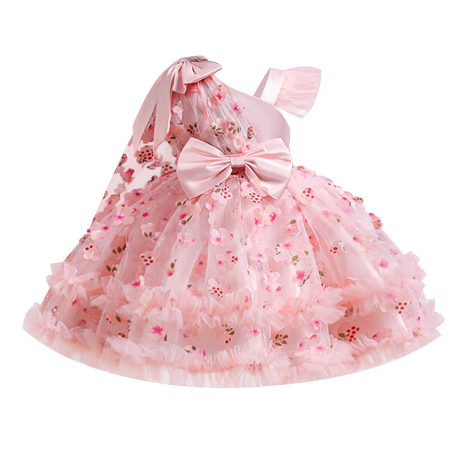 IDOPIP Toddler Girls Pageant Dress 3D Flower Tulle Tutu Dress Wedding ...