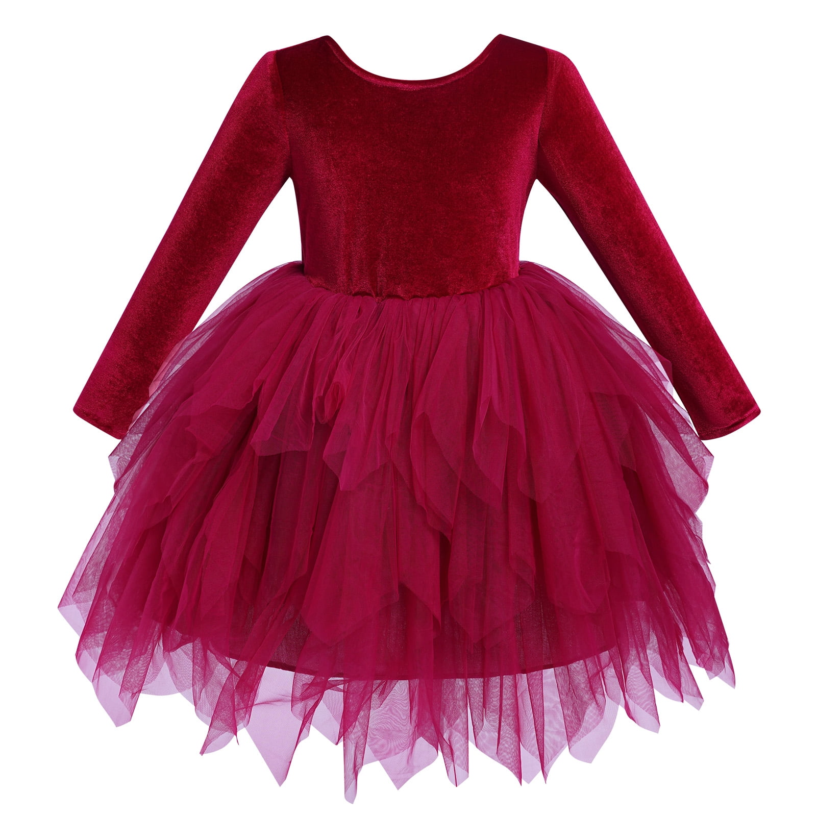 IDOPIP Toddler Girls Velvet Tulle Tutu Dress Long Sleeve Bowknot Christmas Dress Fall Winter ...