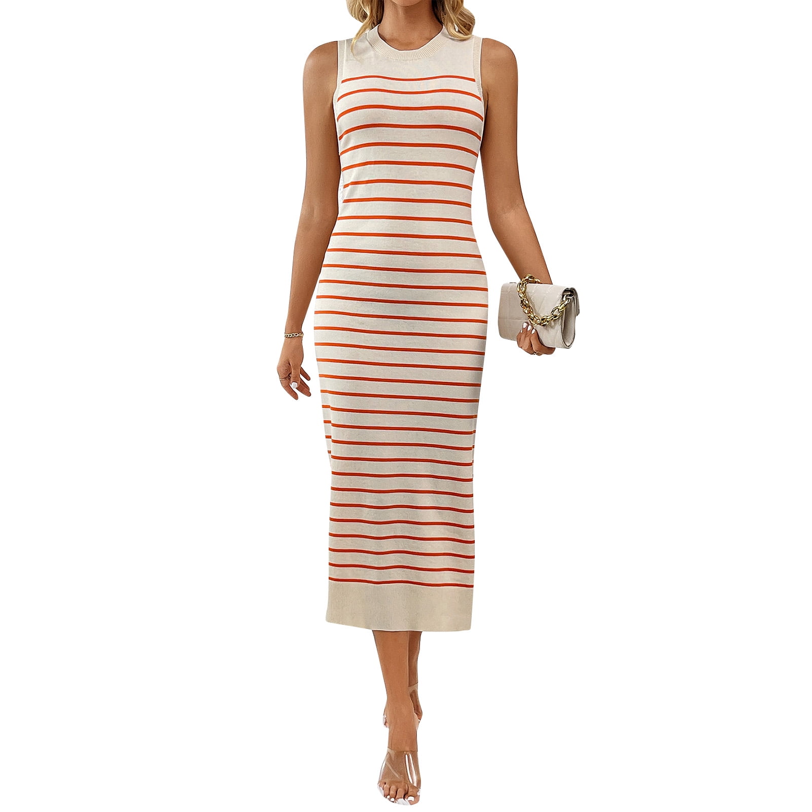 2024 Dreamfire Sexy Screw Thread Knitted Slim Bodycon Dress Women Sleeveless Skinny Mini Dress