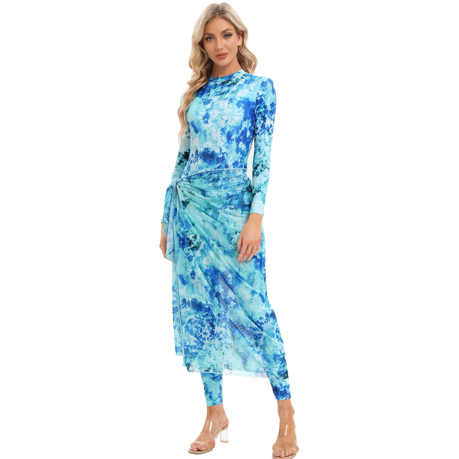 IDOPIP Women's Burkini Swimsuit Muslim Modest Swimwear with Long Sarong ...