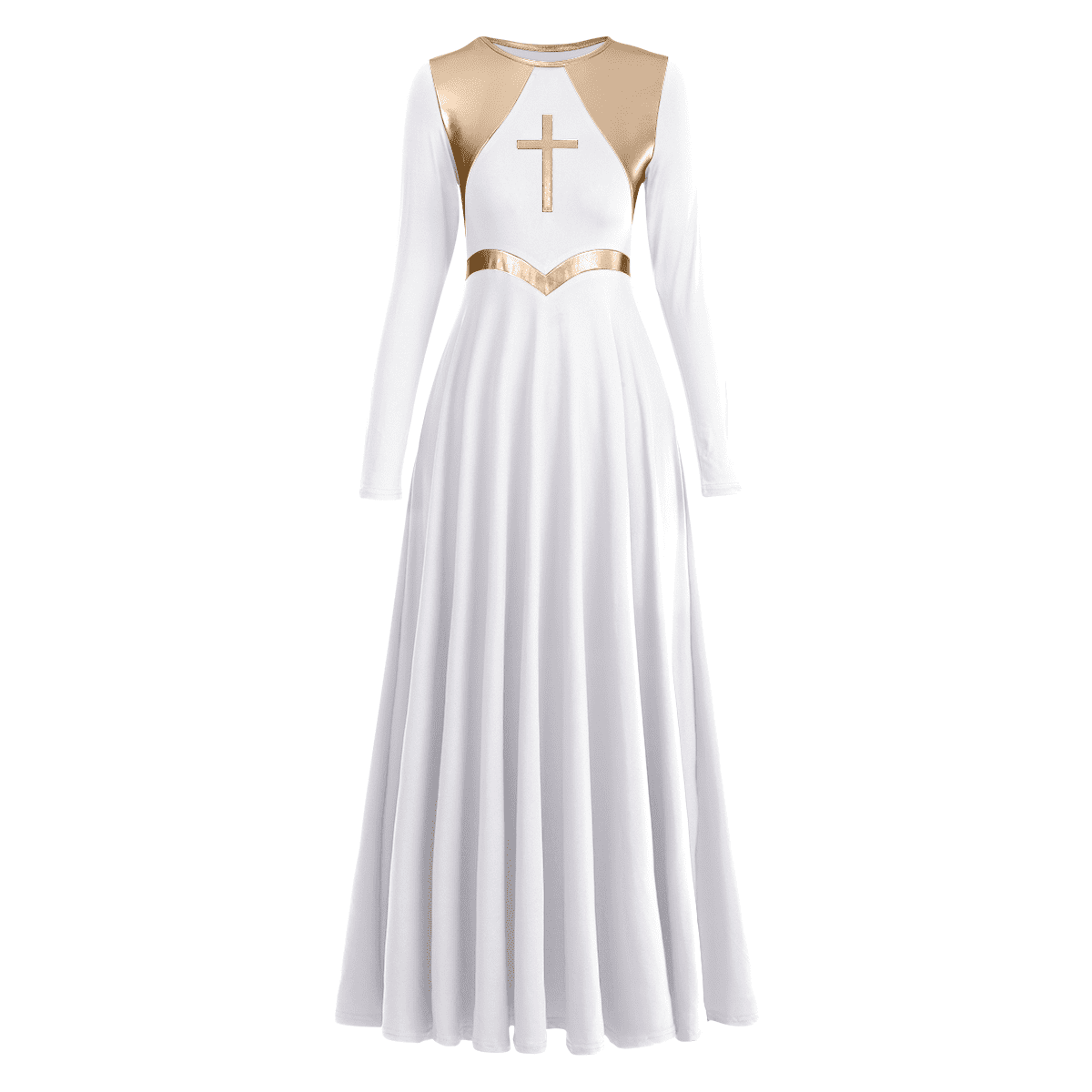 IDOPIP Women's Liturgical Praise Dance Dress Metallic Cross Lyrical ...