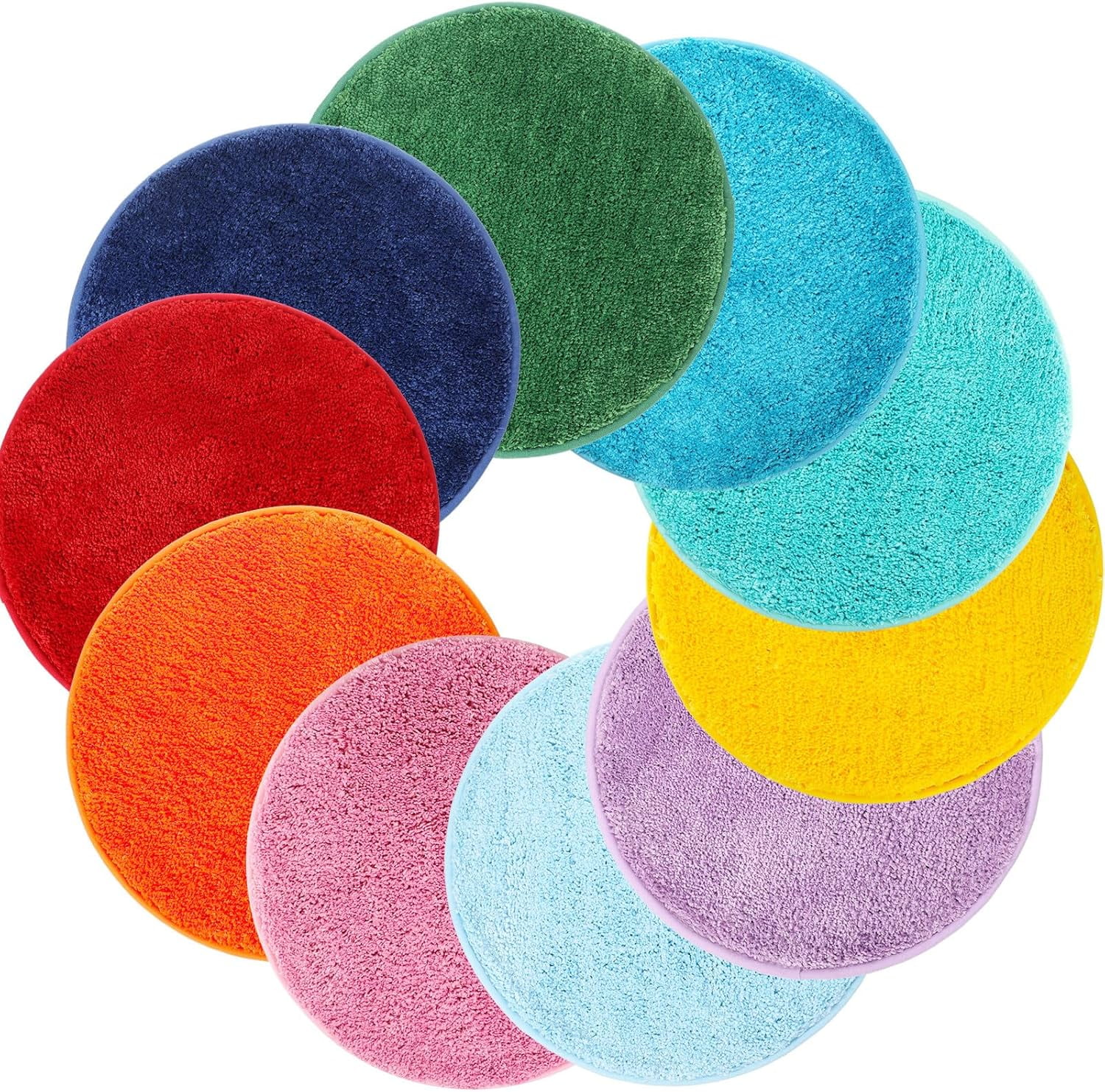 IDU 24 Pcs Kids Circle Carpet 18 Inch Colorful Fun Round Floor Mat ...